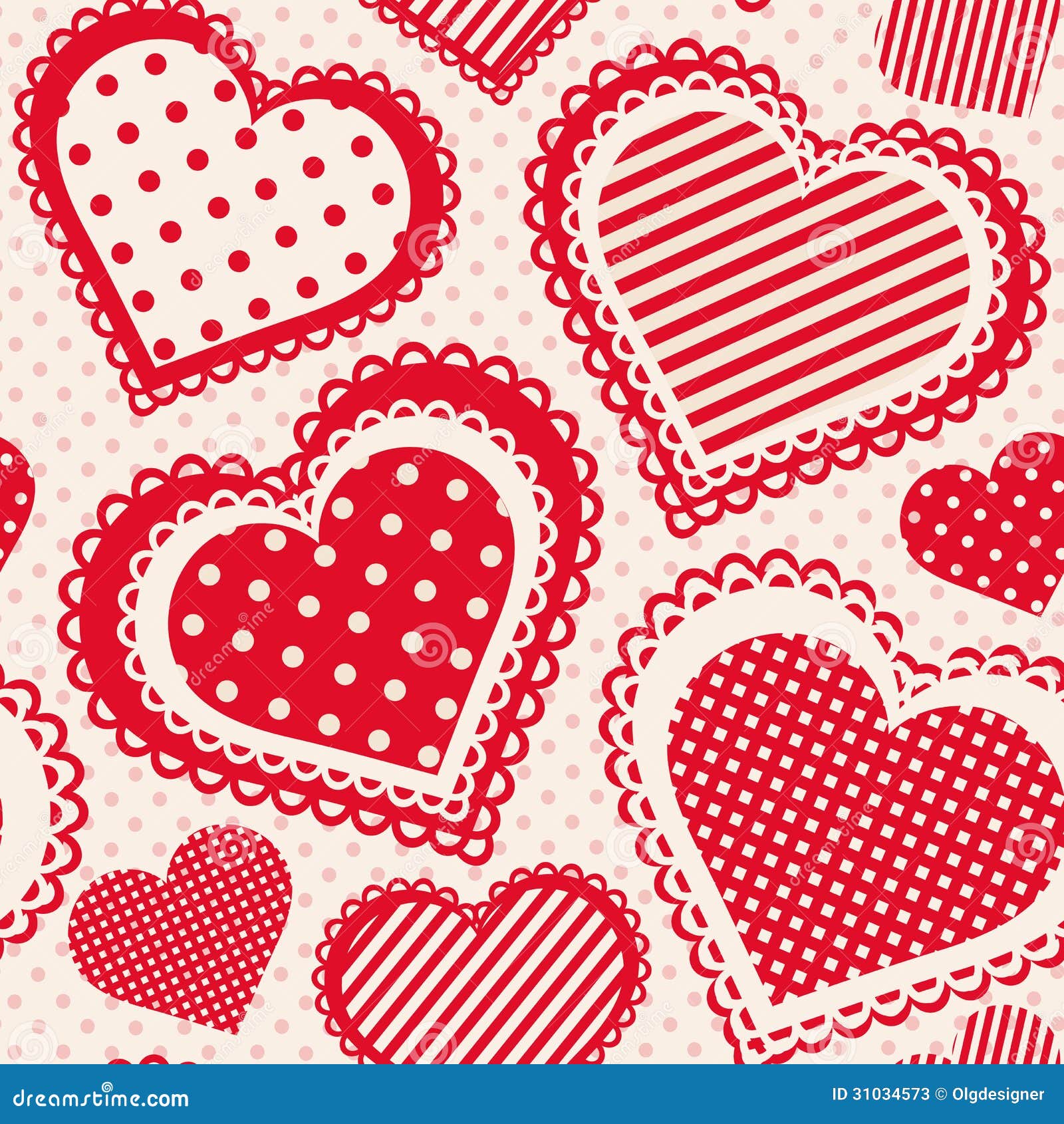 Seamless Pattern with Dotted Heart Stock Vector - Illustration of ...