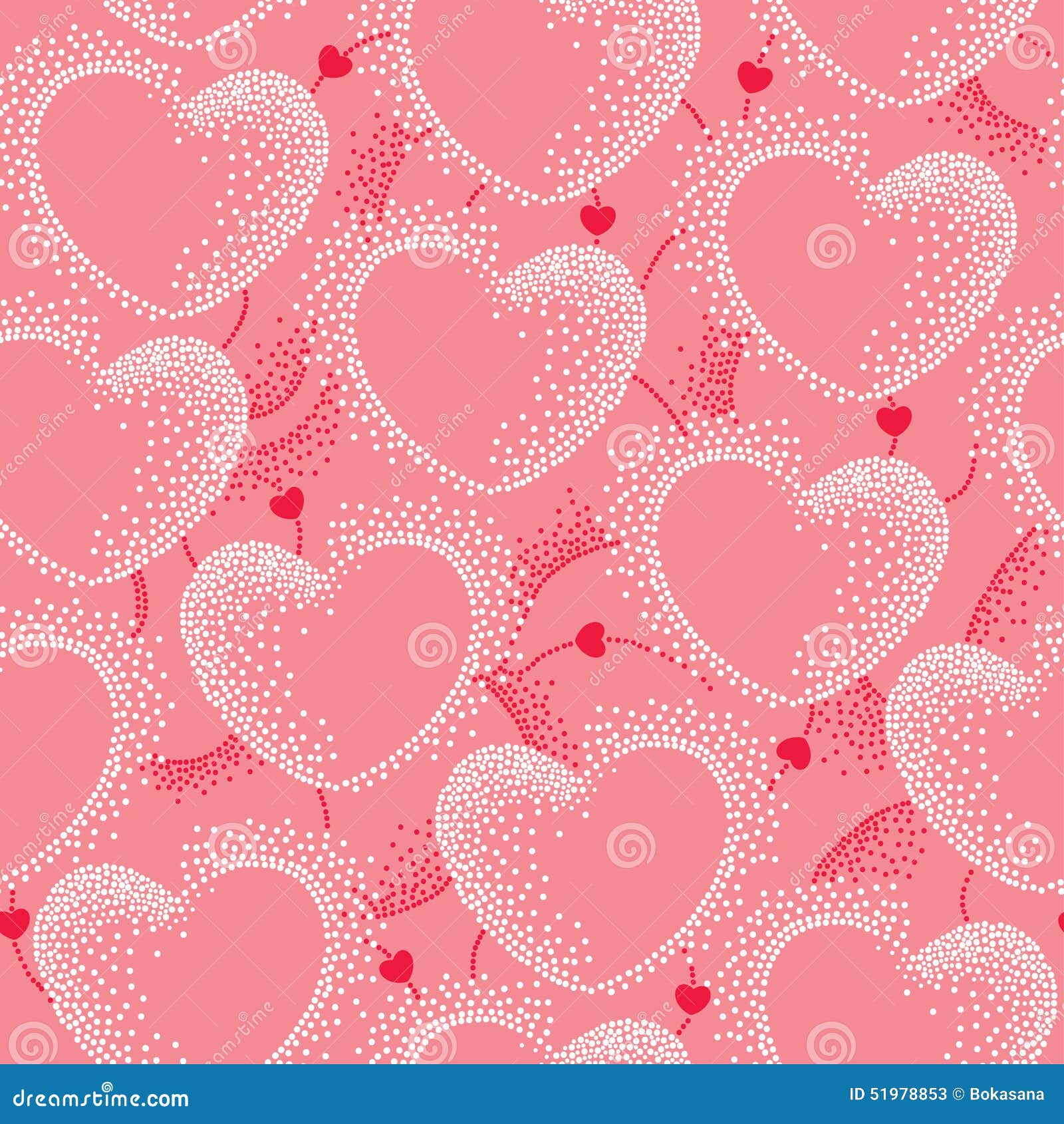 Seamless Pattern with Dotted Hearts and Lines Stock Vector ...