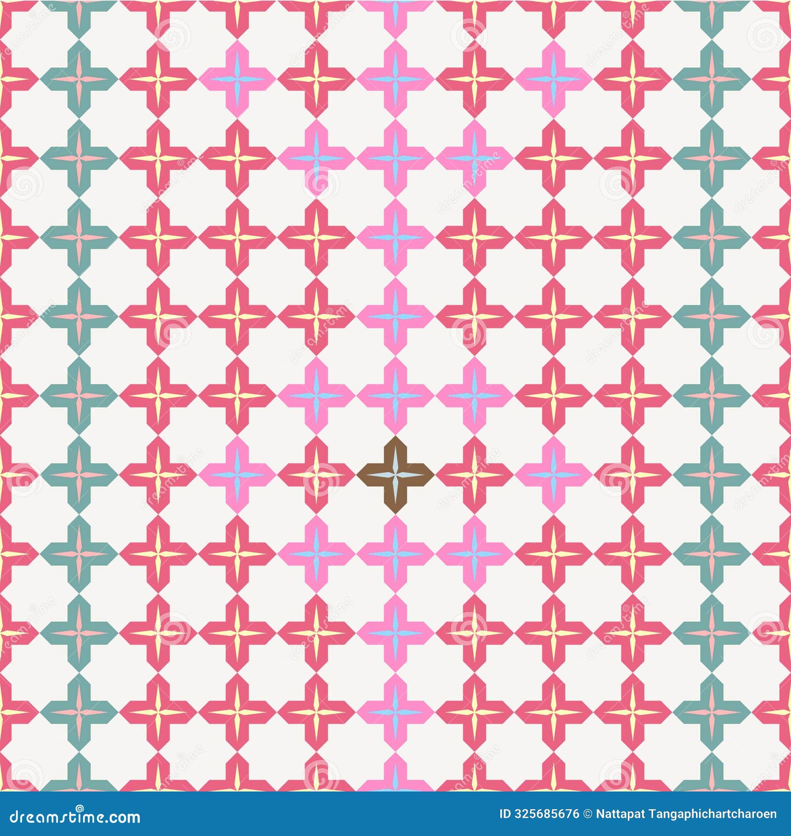 Seamless Pattern Double Star Modified Shape Pastel Shades Color Stock ...