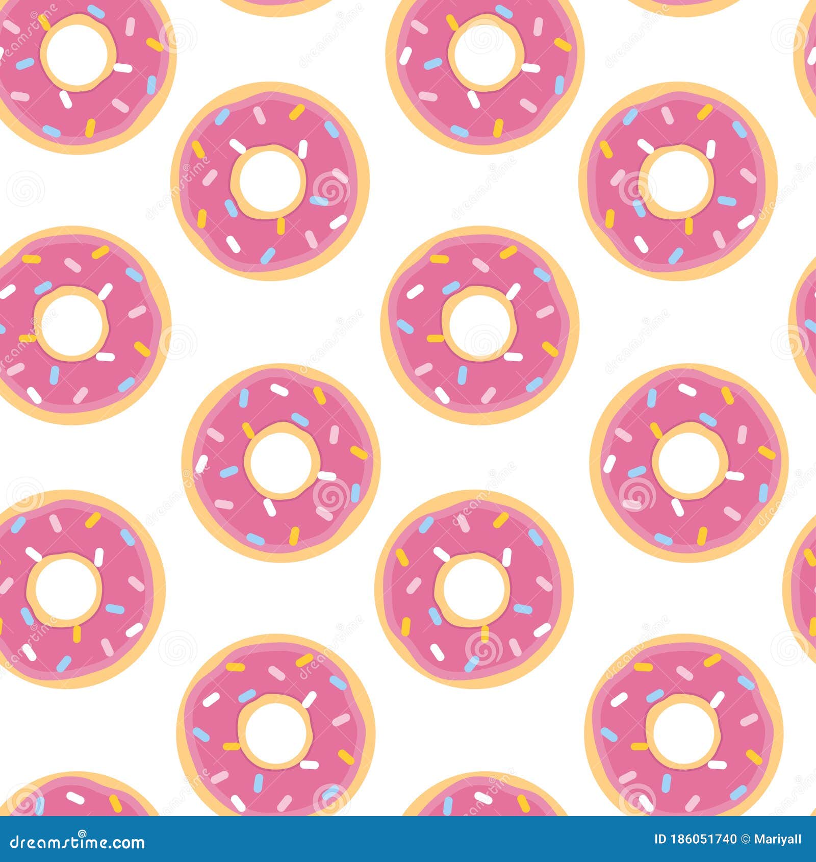Seamless Pattern with Doughnut in Flat Style.Vector Illustration Stock ...