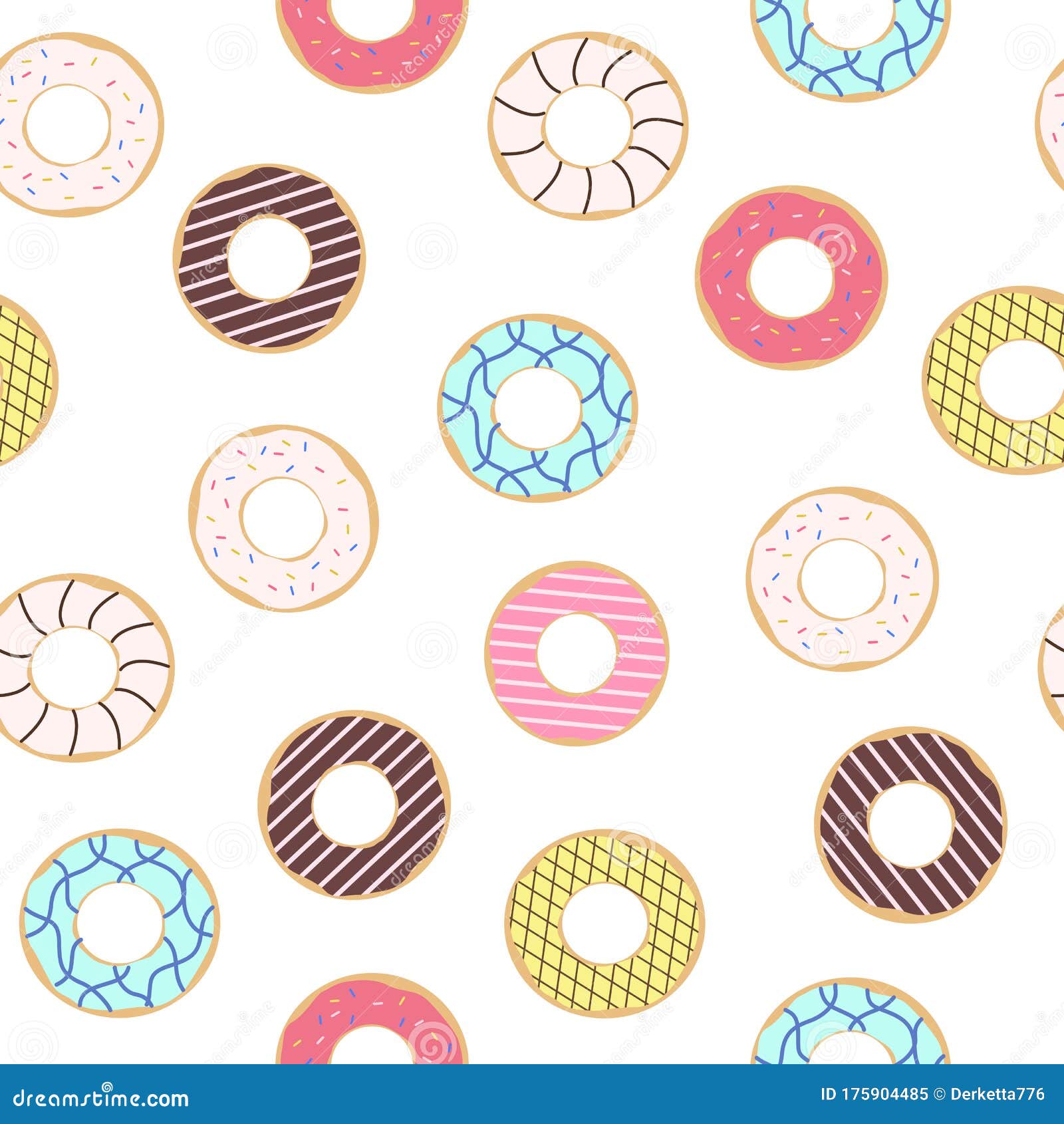 Seamless Pattern of Doughnuts with Colored Icing. Trendy Beautiful ...