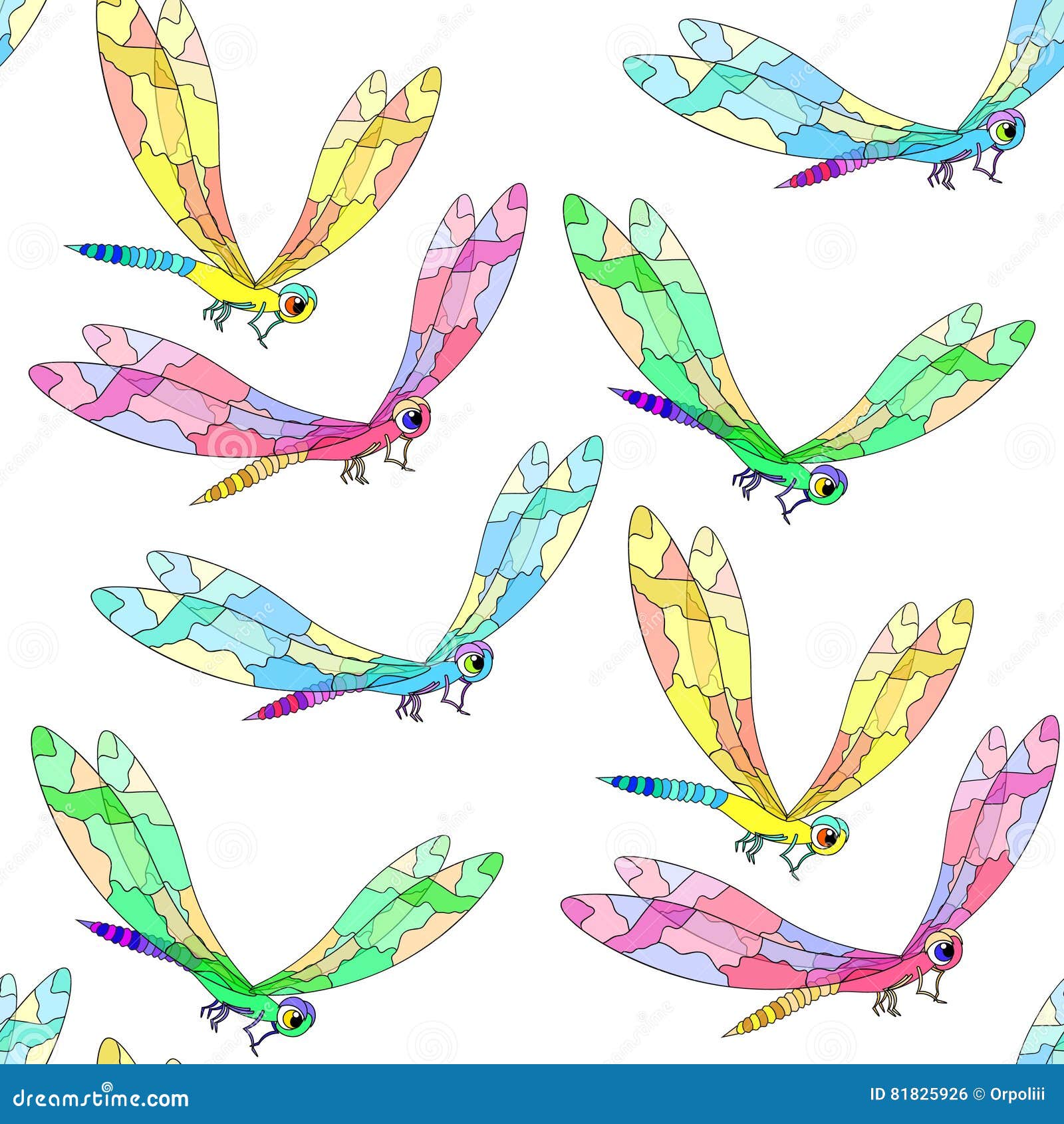 Seamless Pattern a Dragonfly Flies. Vector Illustration Stock Vector ...