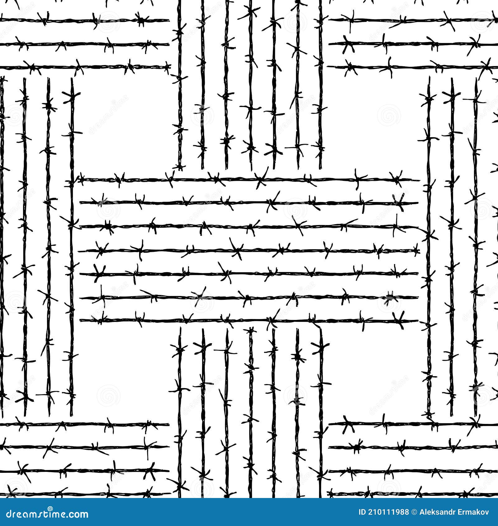 Seamless Pattern from Drawn Abstract Barbed Wire Stock Vector ...