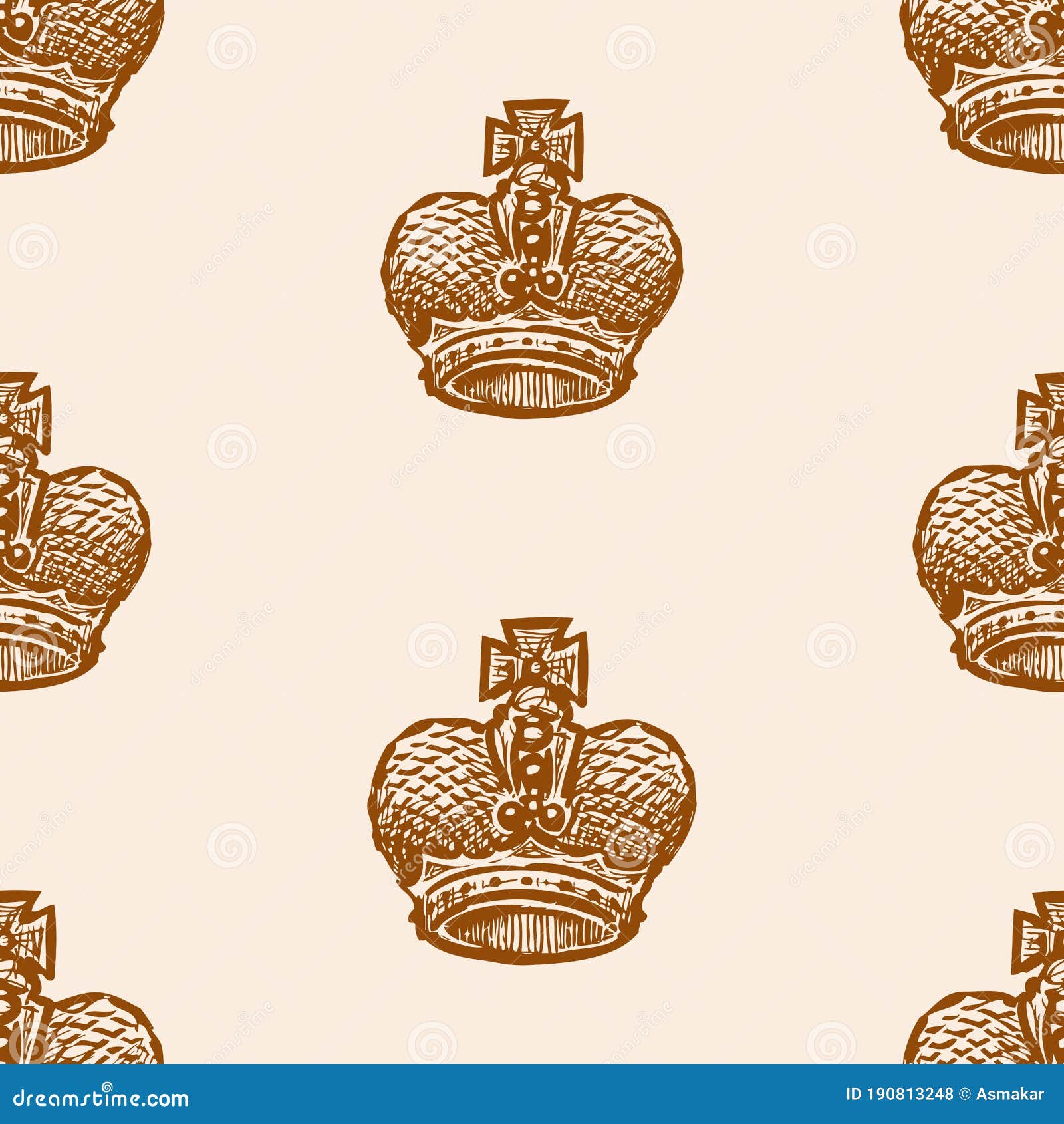 Seamless Pattern of Drawn Ancient Imperial Crown Stock Vector ...