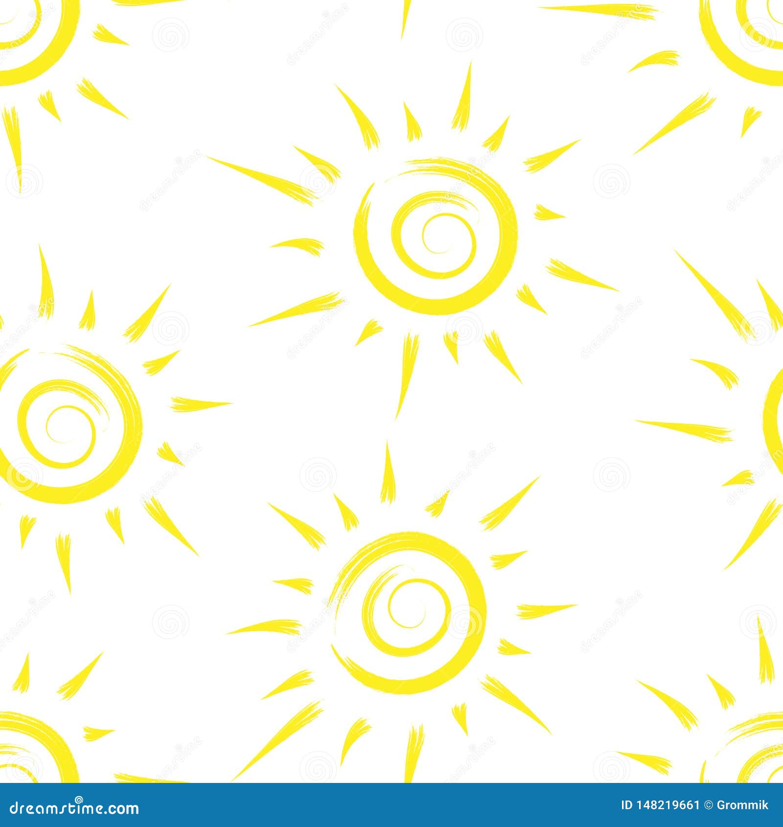 Seamless Pattern with Drawn Sun for Design and Decoration Stock Vector ...