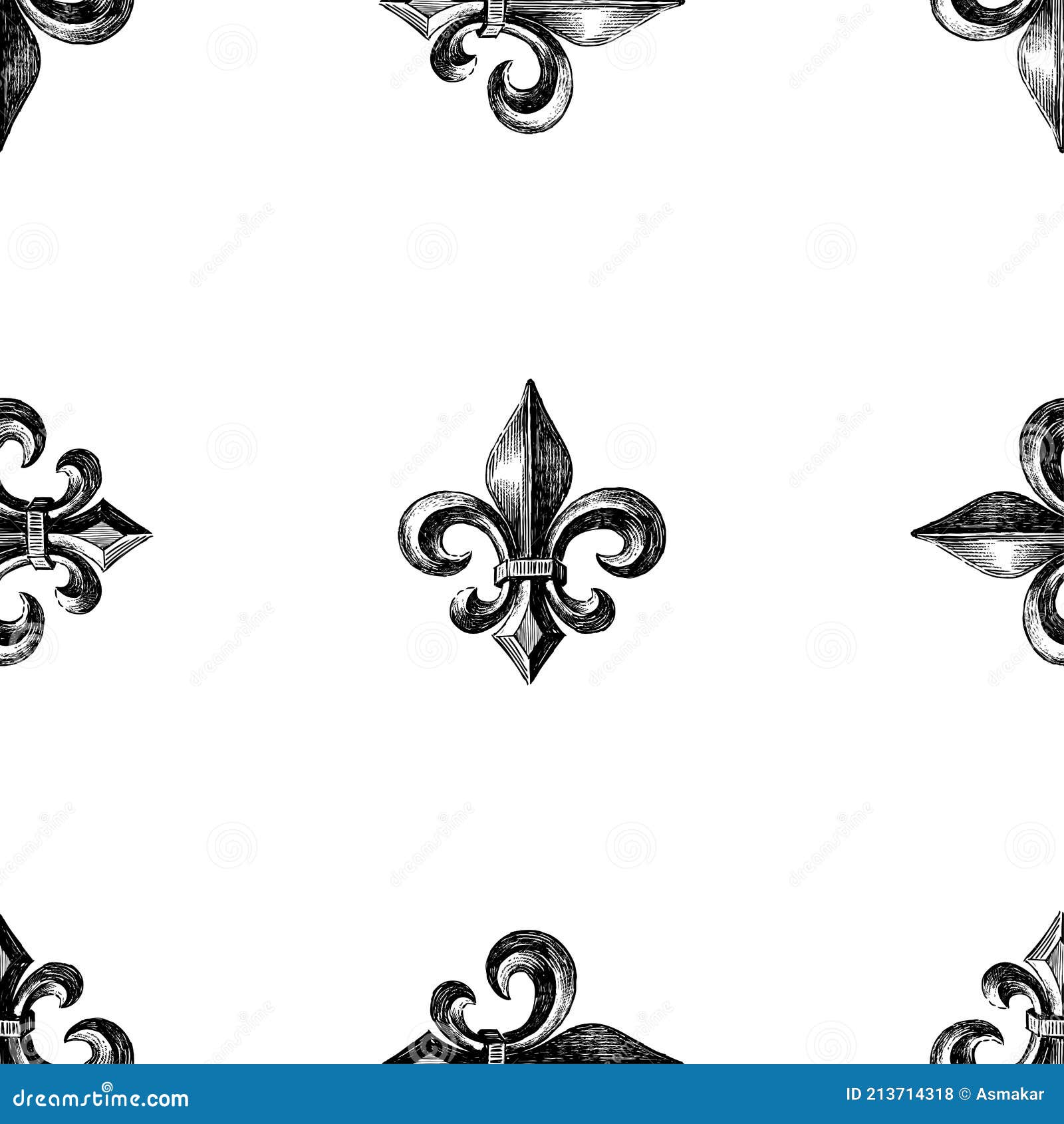 Seamless Pattern of Drawn Symbols Medieval French Lily Stock Vector ...