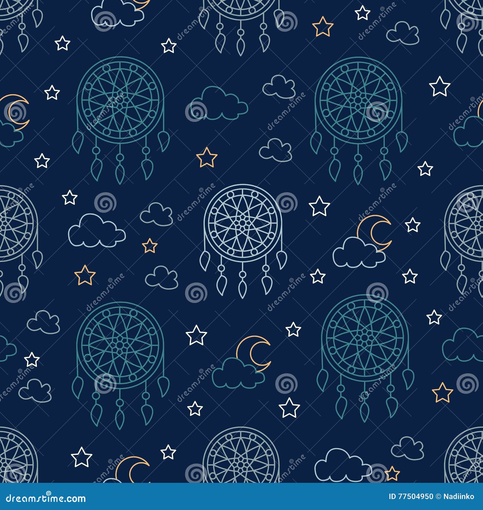 Seamless Pattern with Dream Catchers. Stock Vector - Illustration of ...