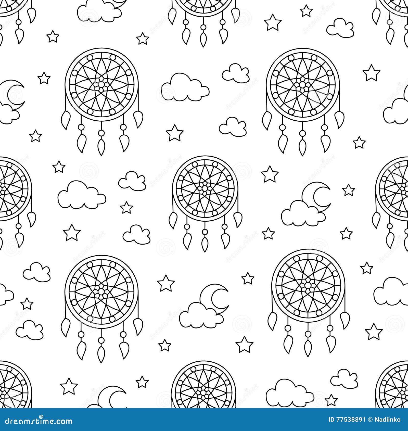 Seamless Pattern with Dream Catchers. Elements - Dreamcatcher, Star ...