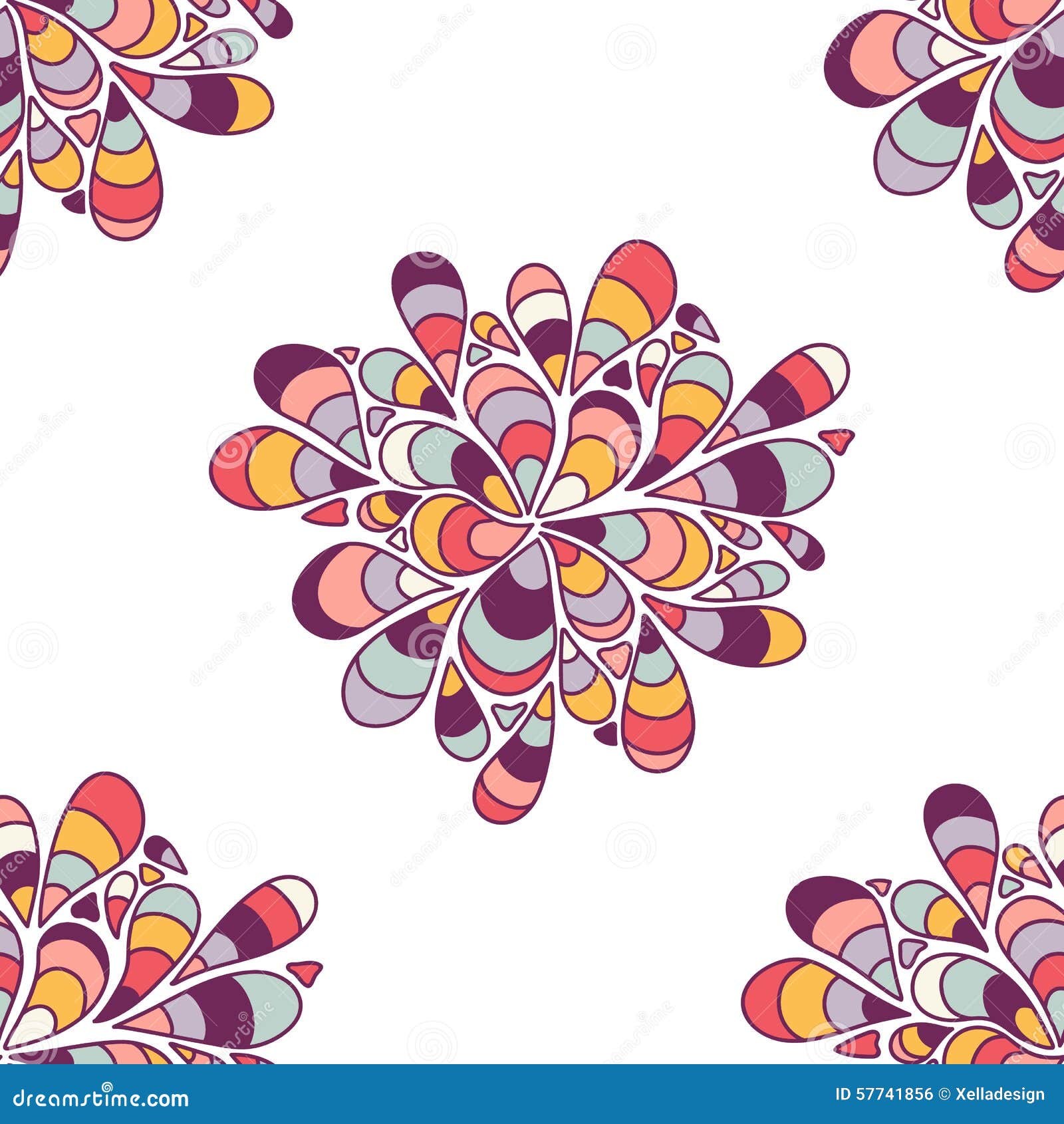 Seamless Pattern with Drops. Endless Flower with Abstract Flowers Stock ...