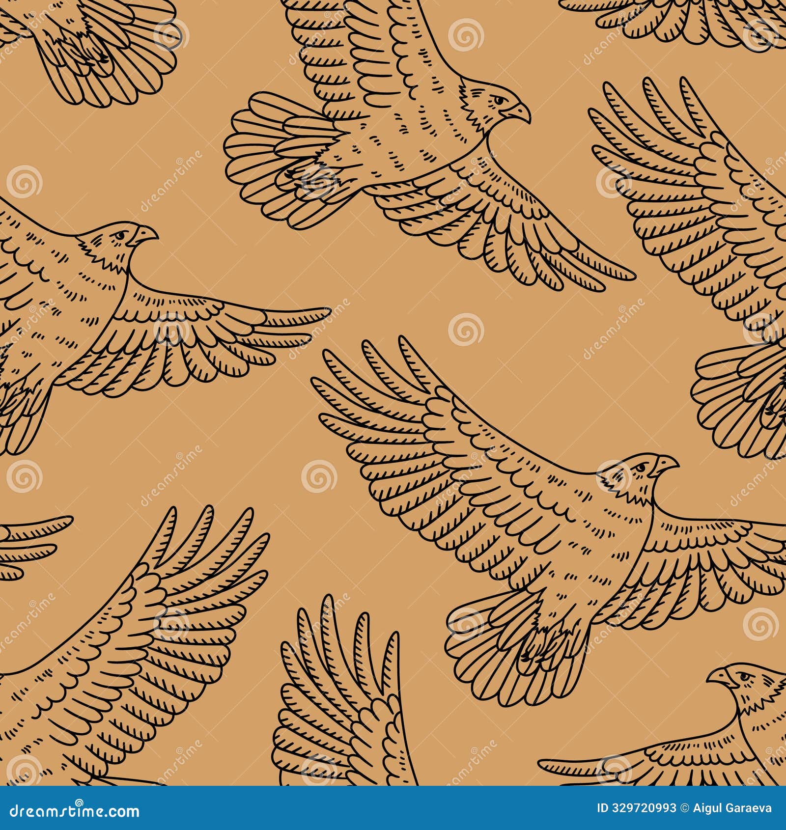 Seamless Pattern with Eagles Stock Vector - Illustration of hawk ...