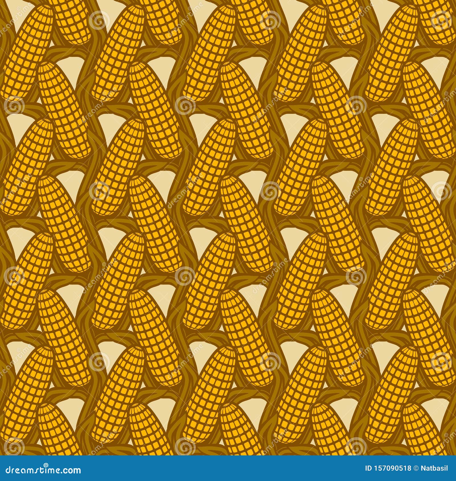 Seamless Pattern with Ears of Corn Stock Vector - Illustration of green ...