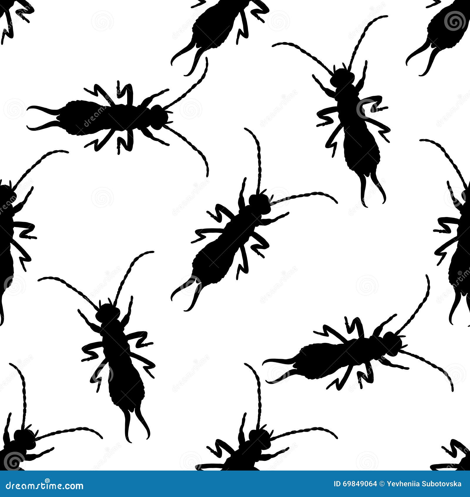 Seamless Pattern With Earwig .Forficula Auricularia. Hand-drawn Earwig ...