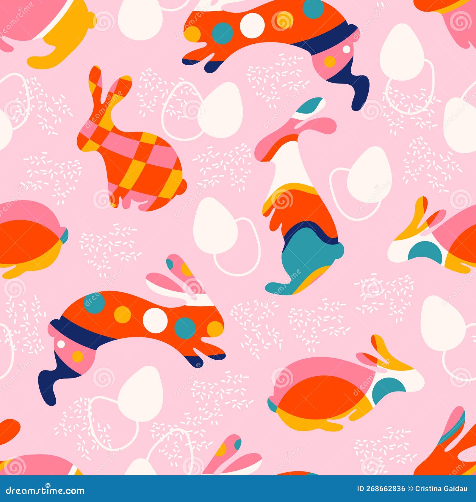 Seamless Pattern with Easter Bunny Rabbits Vector Illustration Stock ...