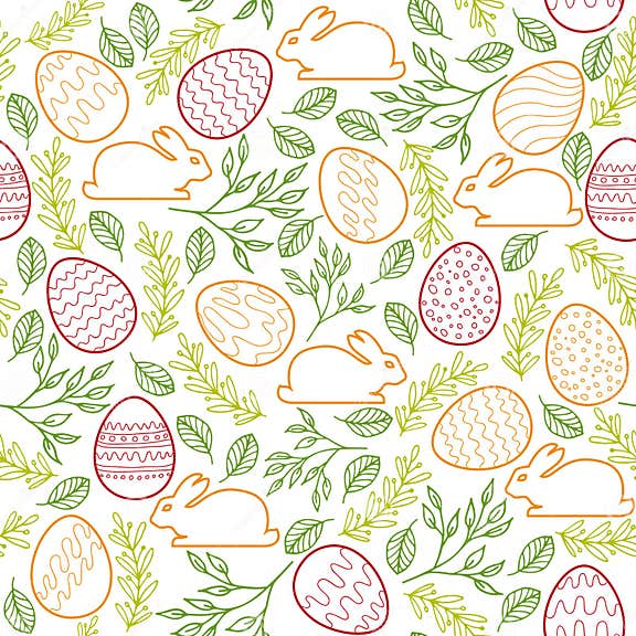 Seamless Pattern with Easter Bunny, Eggs and Stock Vector ...