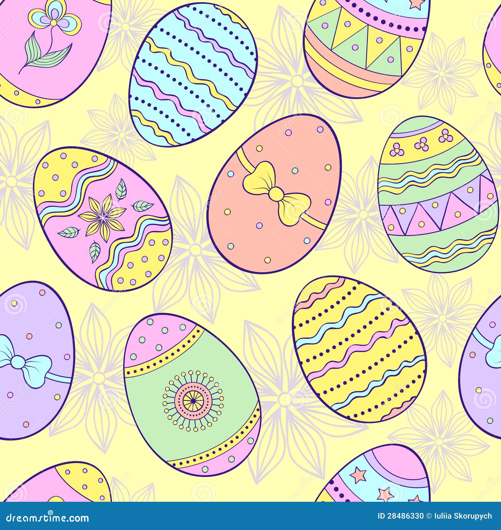Seamless Pattern with Easter Eggs Stock Vector - Illustration of deco ...