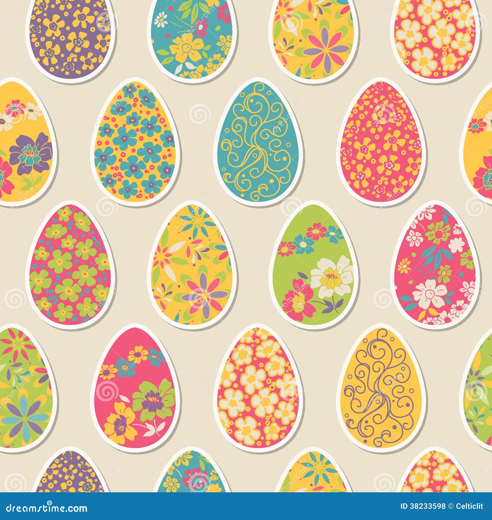 Seamless Pattern with Easter Eggs Stock Vector - Illustration of ...