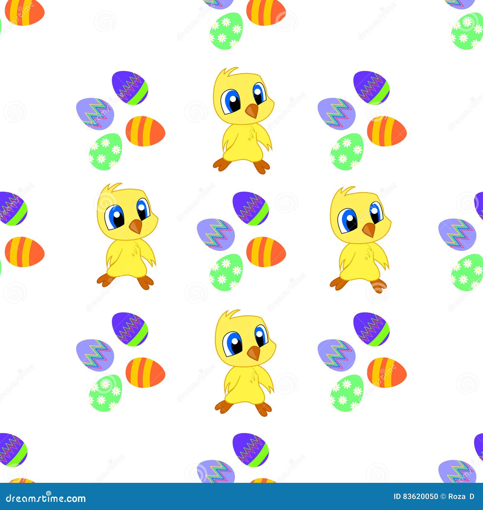 Seamless Pattern with Easter Eggs, Chicks Stock Vector - Illustration of blossom, pattern: 83620050