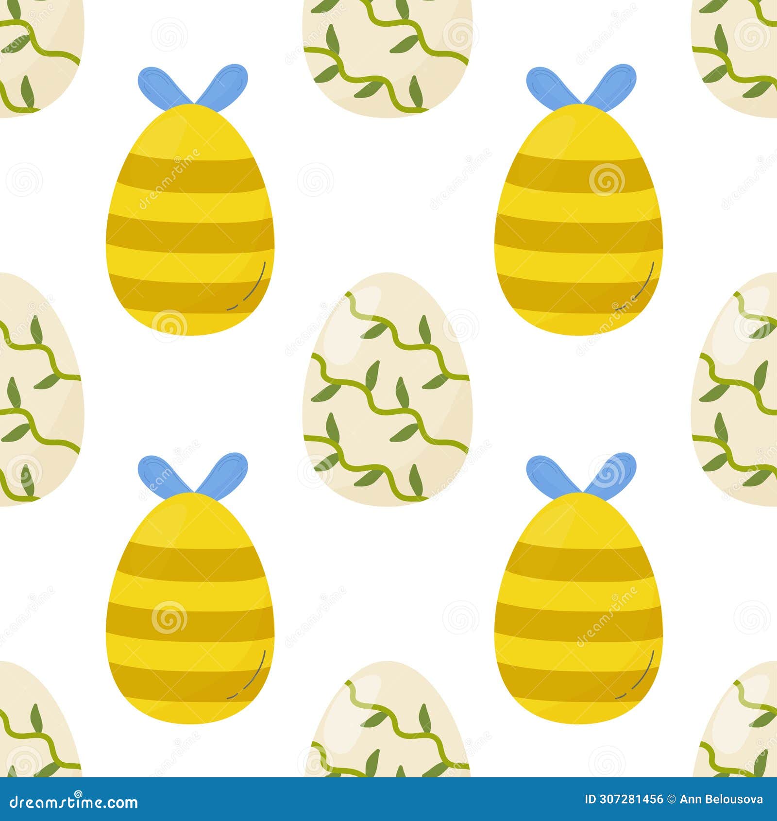 Seamless Pattern Easter Eggs with Different Textures. Vector ...
