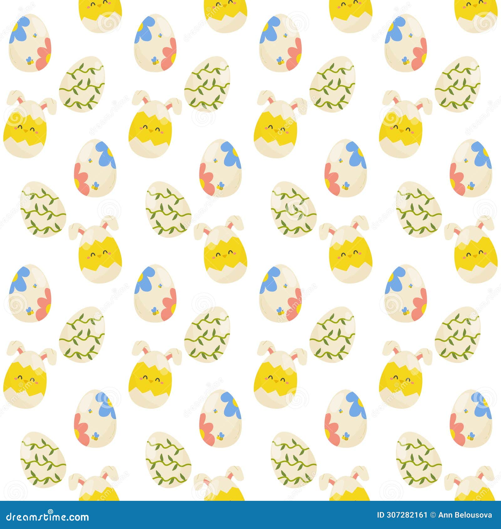 Seamless Pattern Easter Eggs with Different Textures. Vector ...