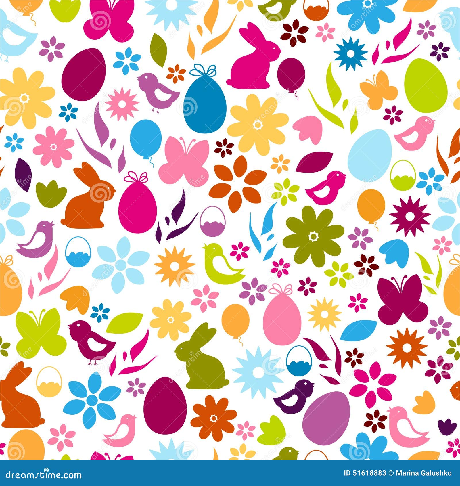Seamless Pattern. Easter Elements Stock Vector - Illustration of bunny ...