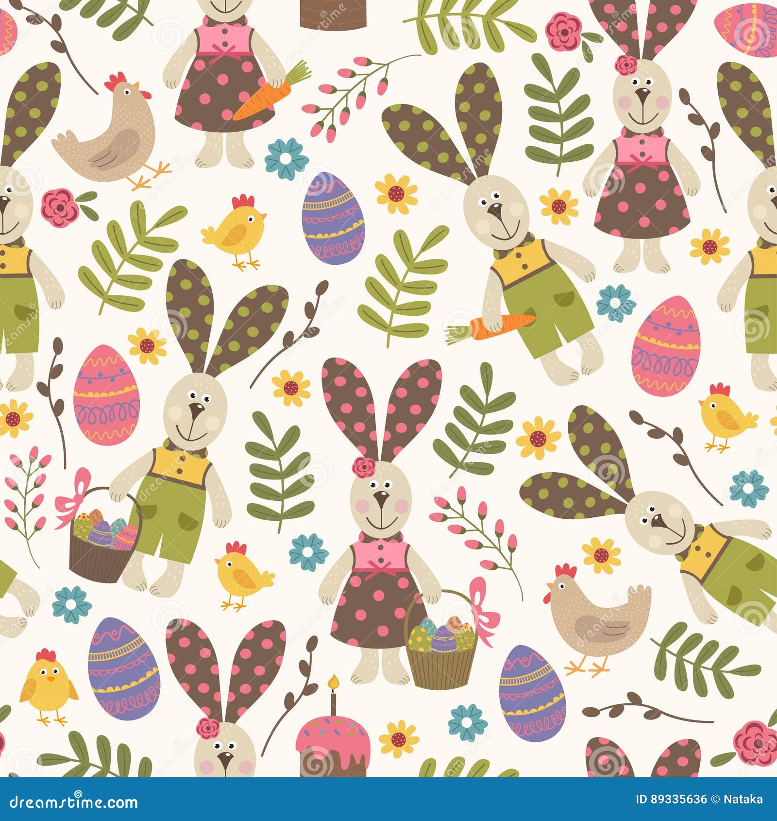 Seamless Pattern with Easter Rabbit Stock Vector - Illustration of ...