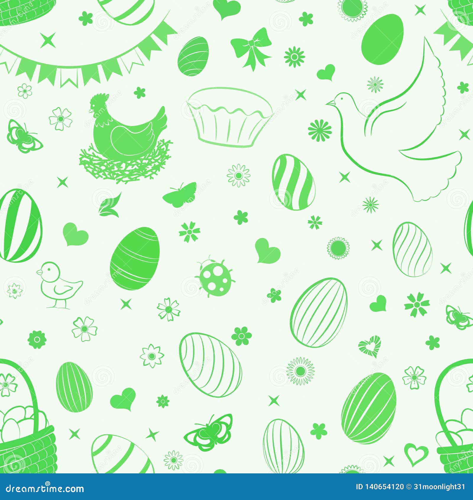 Seamless Pattern of Easter Symbols Stock Vector - Illustration of ...