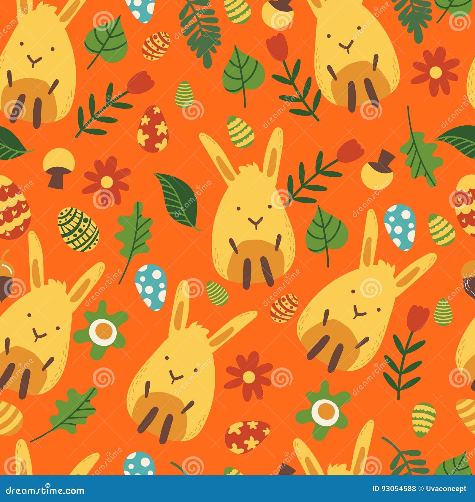 Seamless Pattern for Easter Theme with Cute Cartoon Stock Vector ...