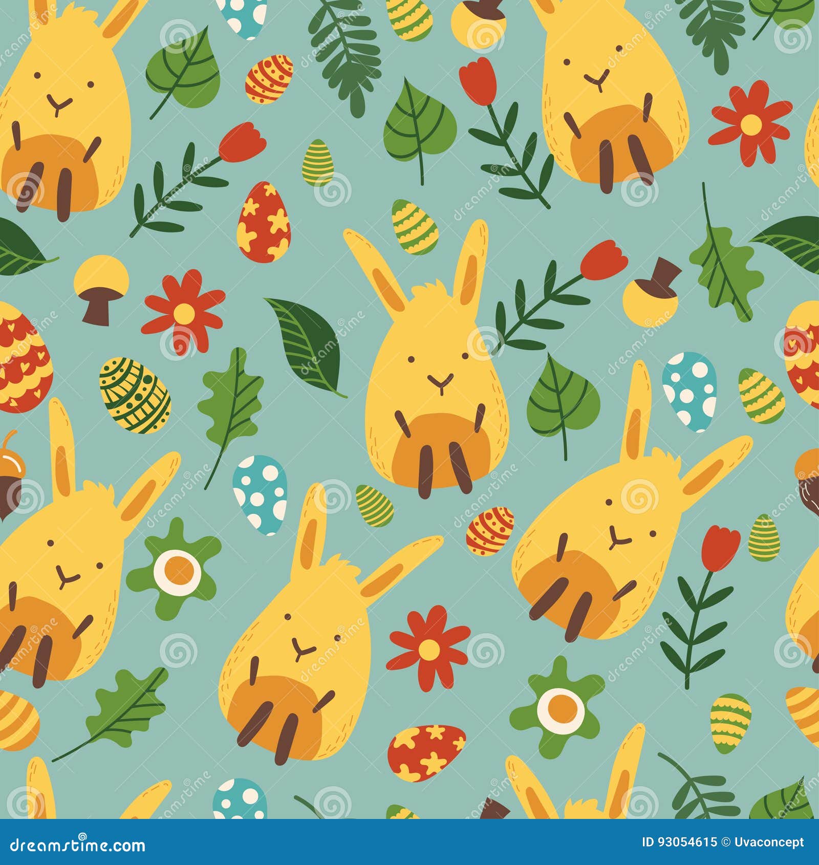 Seamless Pattern for Easter Theme with Cute Cartoon Stock Vector ...