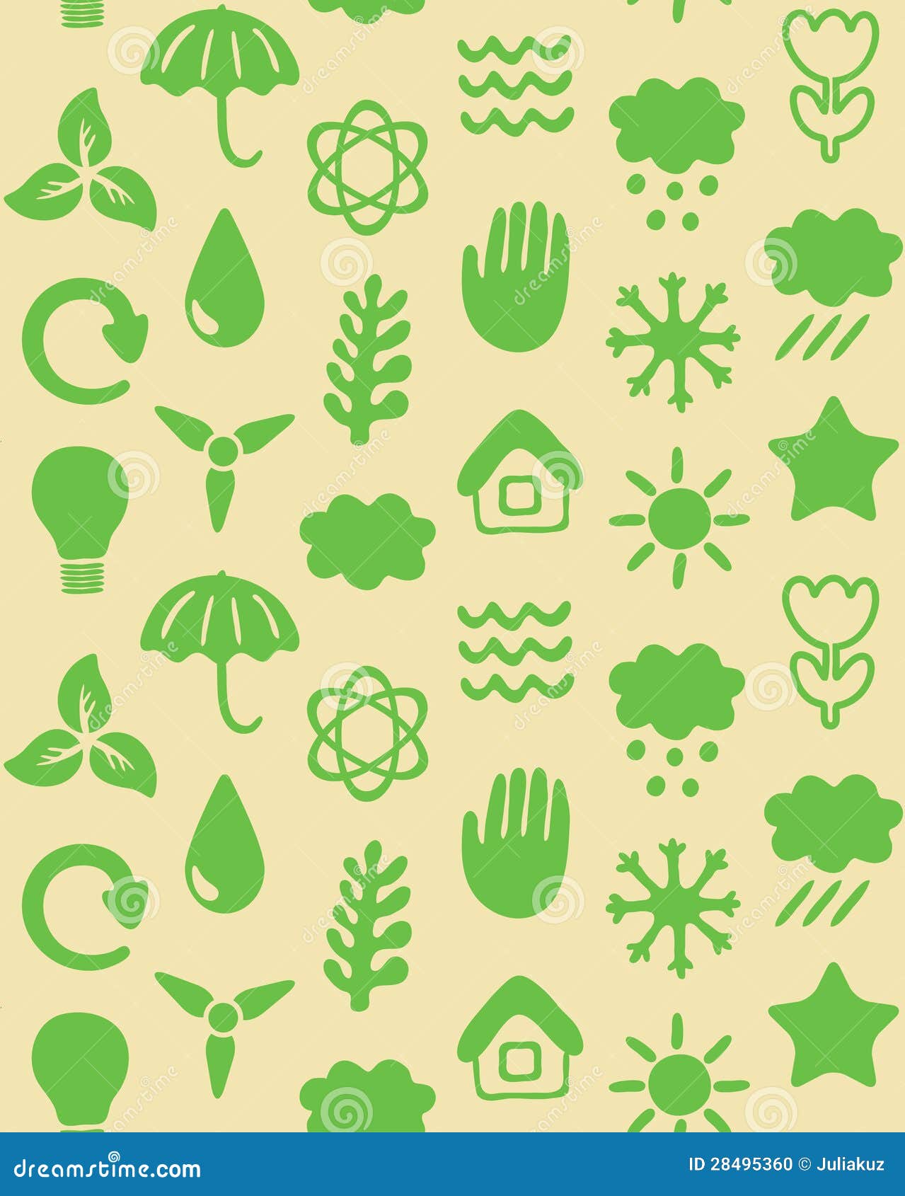 Seamless Pattern with Eco Icons Stock Vector - Illustration of design ...
