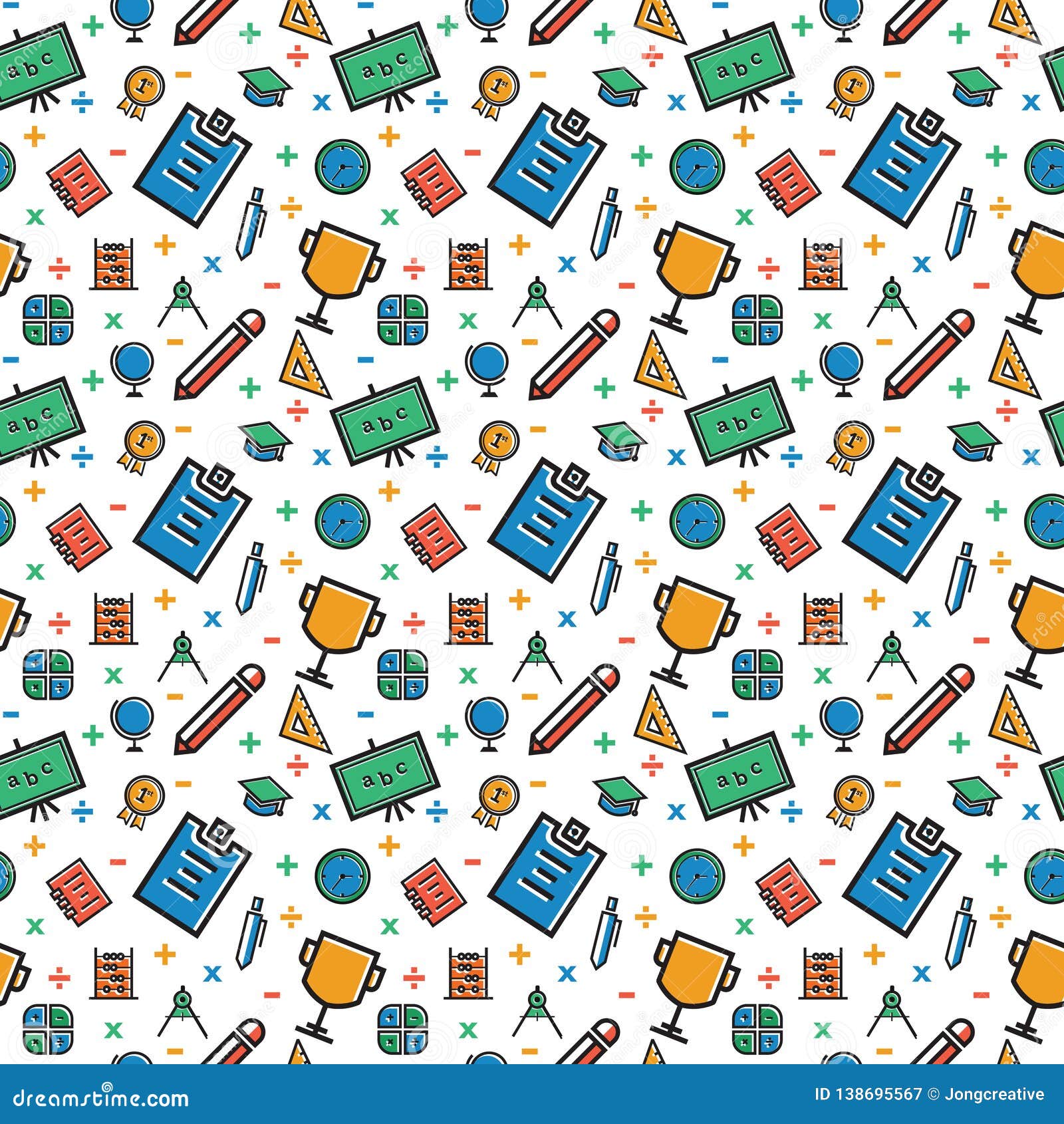 Seamless Pattern of Education Student Study at School Stock Vector ...