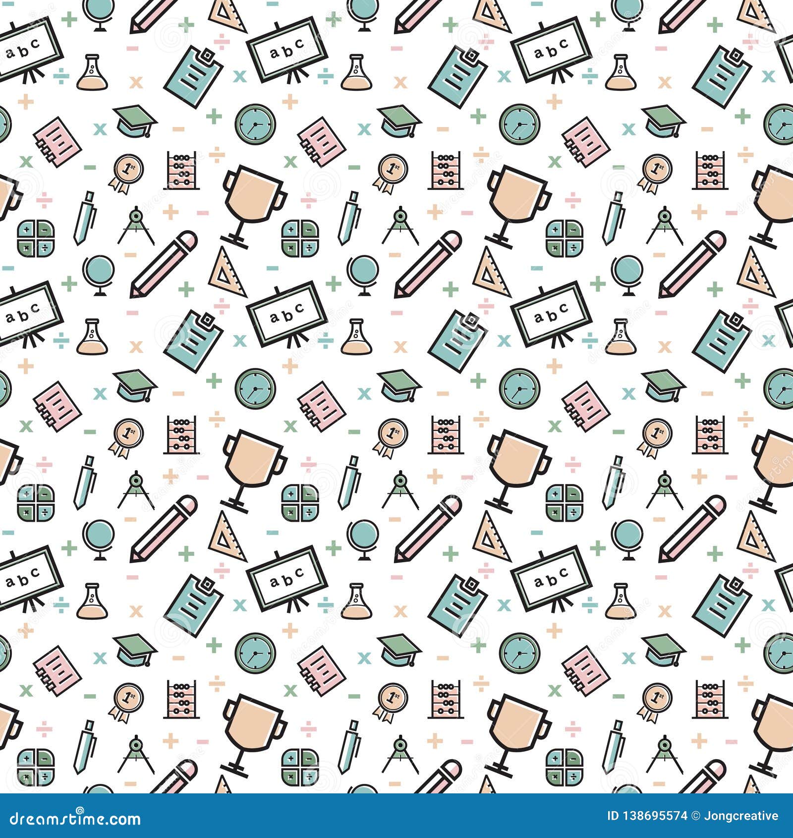 Seamless Pattern of Education Student Study at School Stock Vector ...