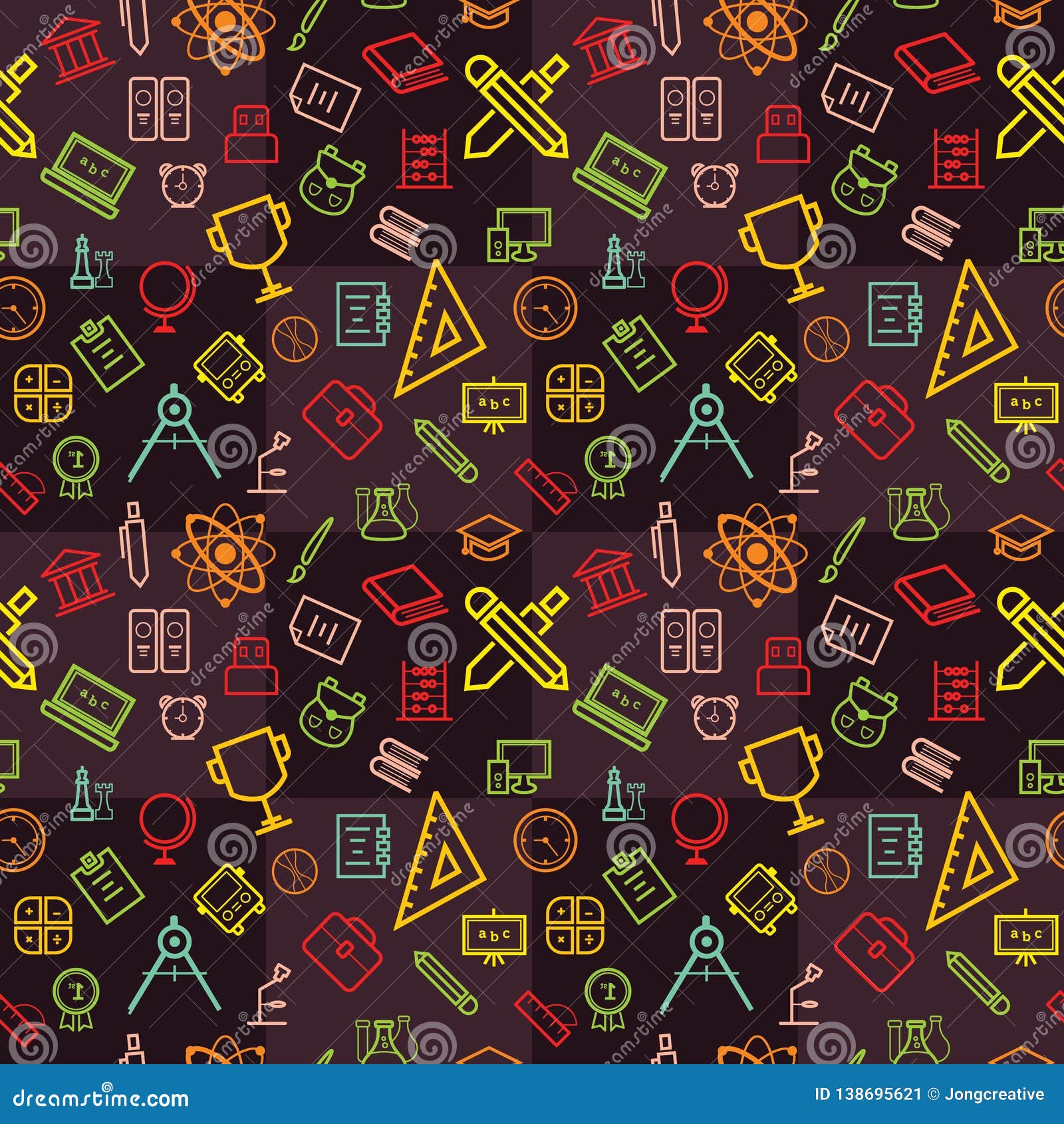 Seamless Pattern of Education Student Study at School Stock Vector ...