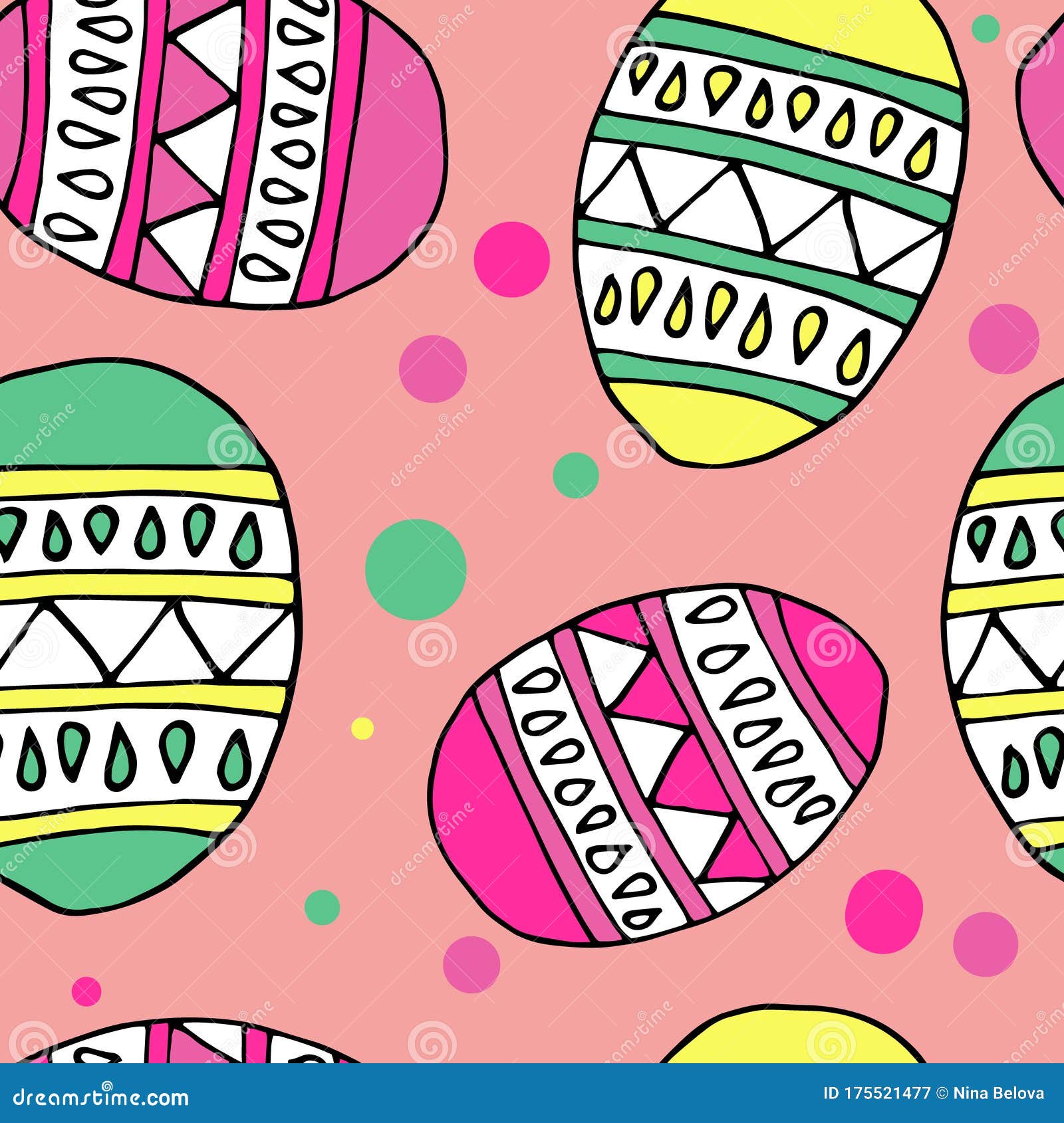 Seamless Pattern with Egg, Easter Illustration on Pink Background ...