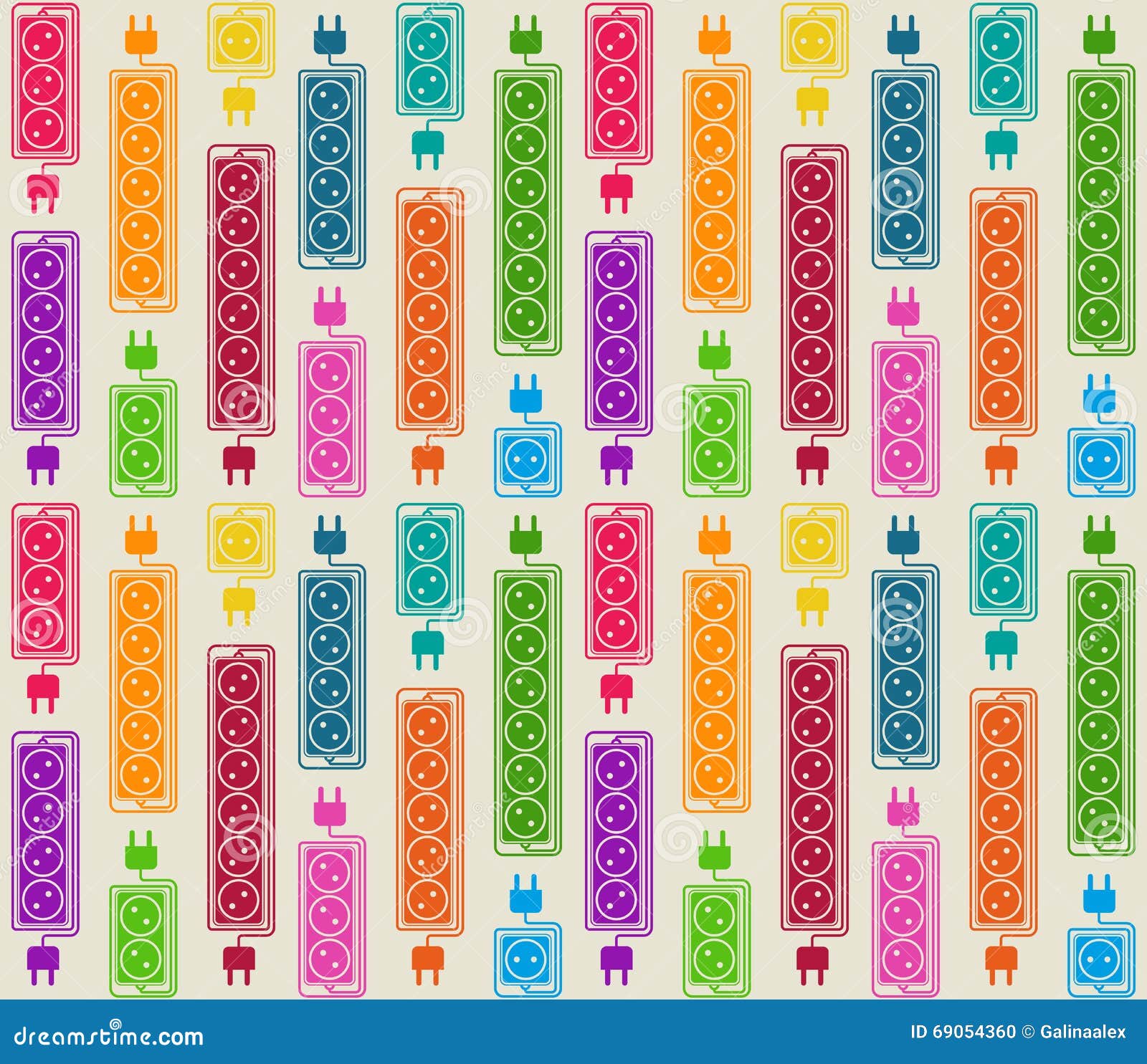 Seamless Pattern of Electrical Extension Cords in Flat Style Stock ...