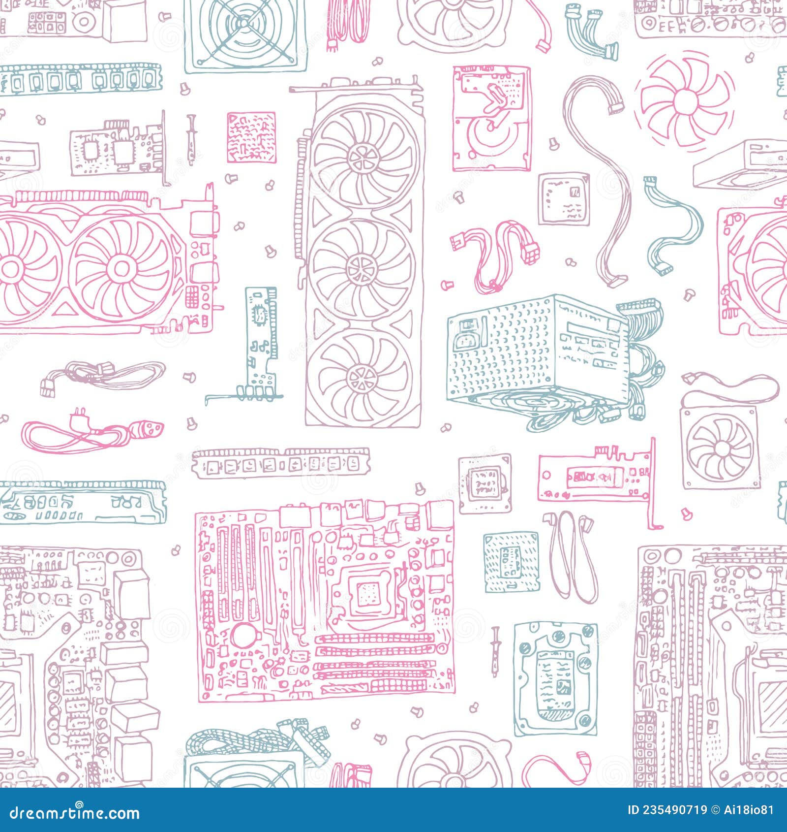 Seamless Pattern of Electronic Component of Desktop Computer ...