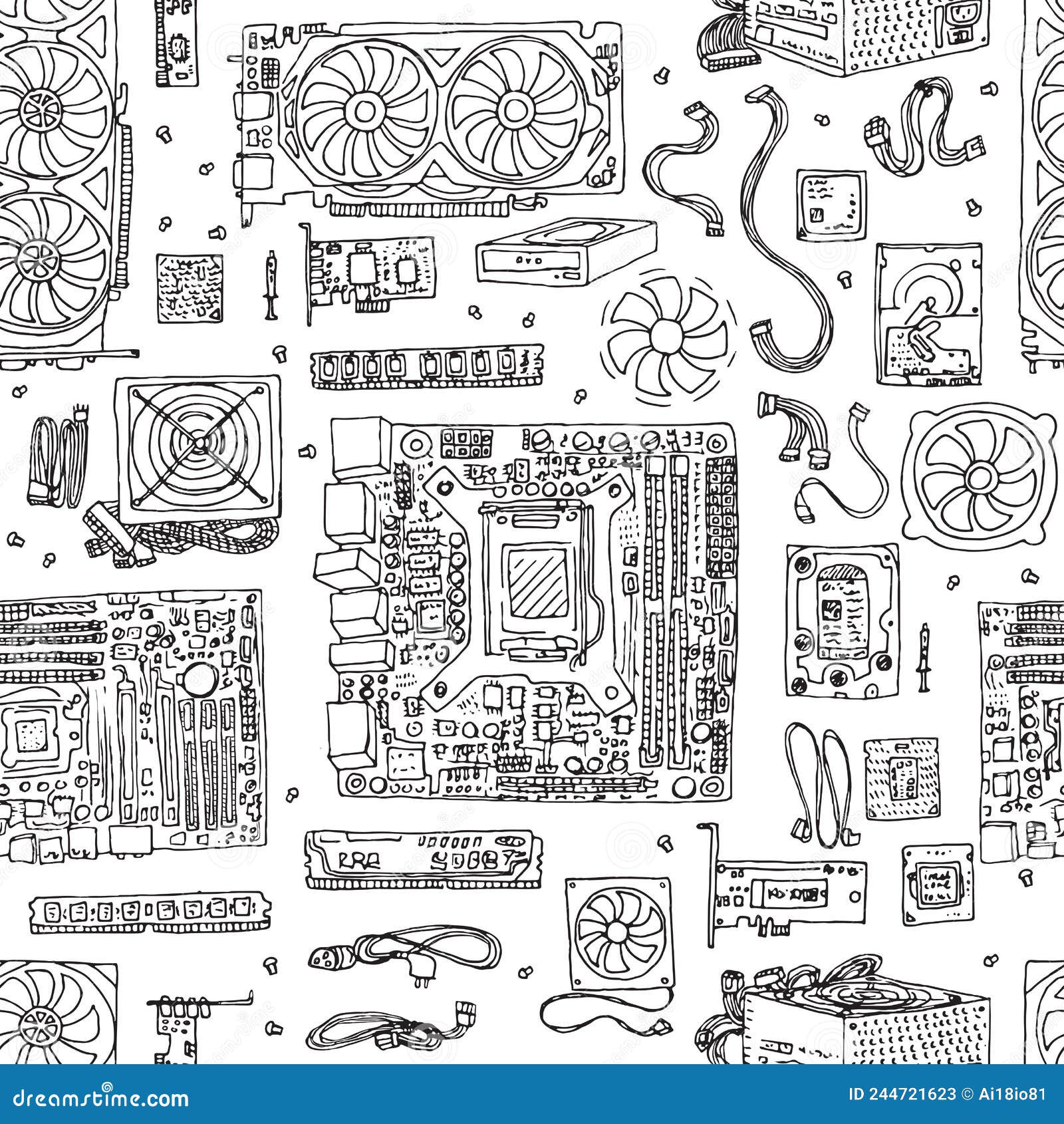Seamless Pattern of Electronic Component of Desktop Computer ...