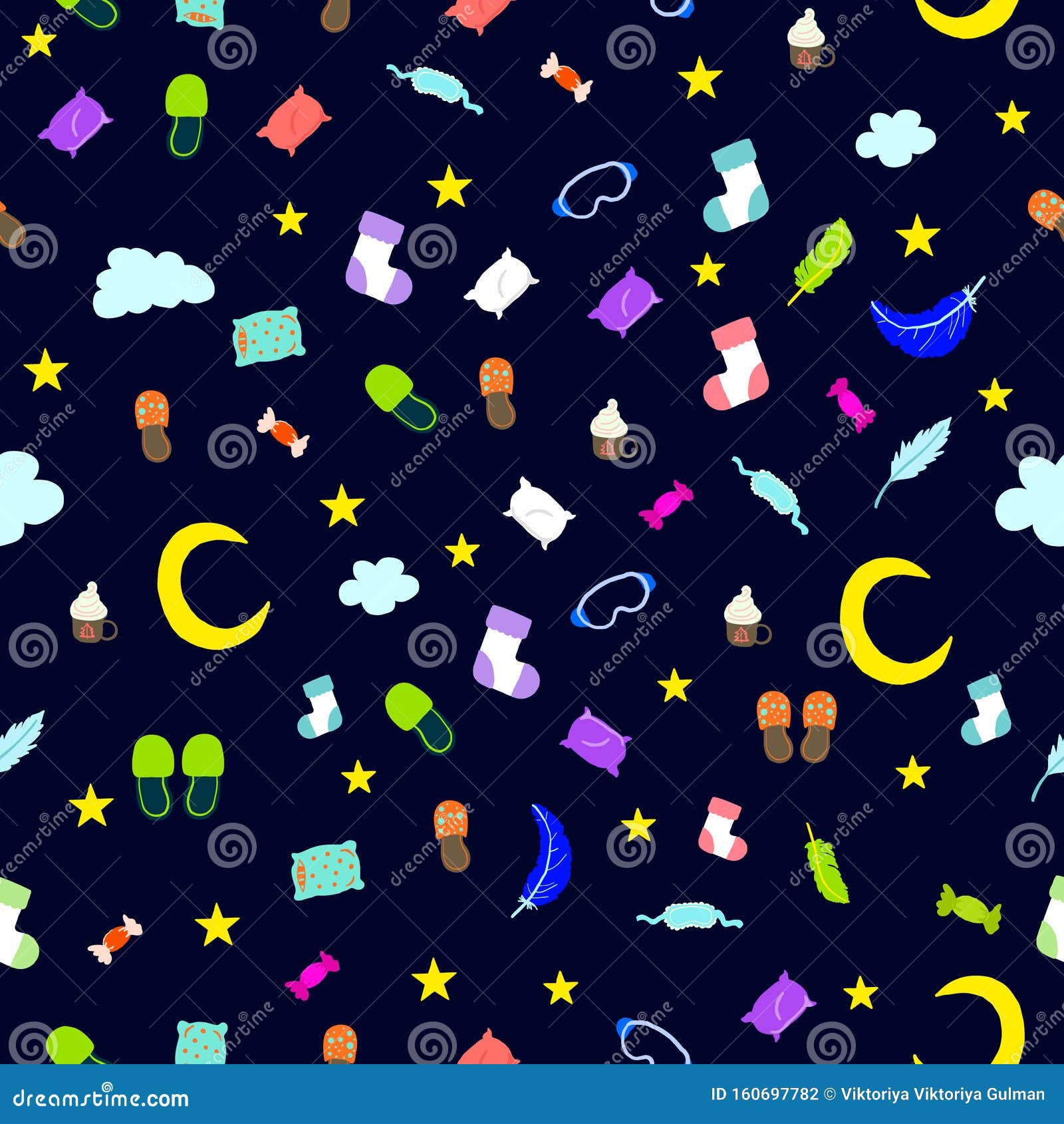 Seamless Pattern with Elements for Good Sleep Stock Illustration ...