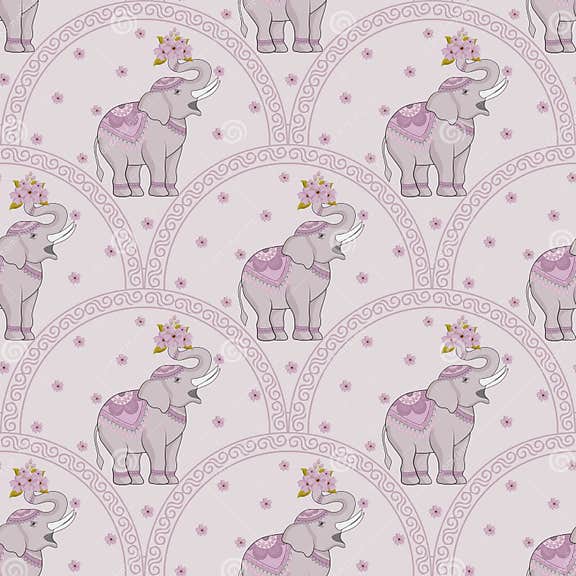 Seamless Pattern with Elephants. Ethnic Elephant. Vector Endless ...