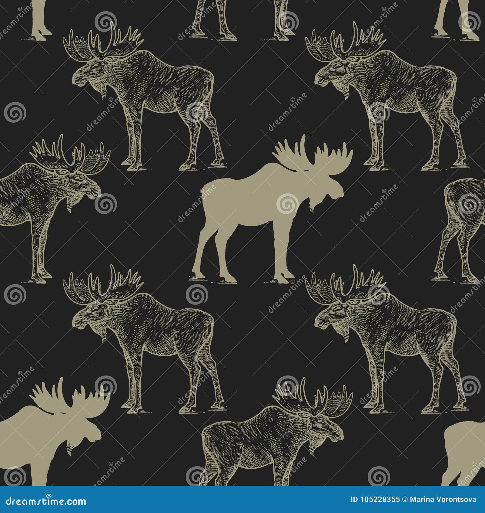 Seamless pattern with elk. stock vector. Illustration of template ...