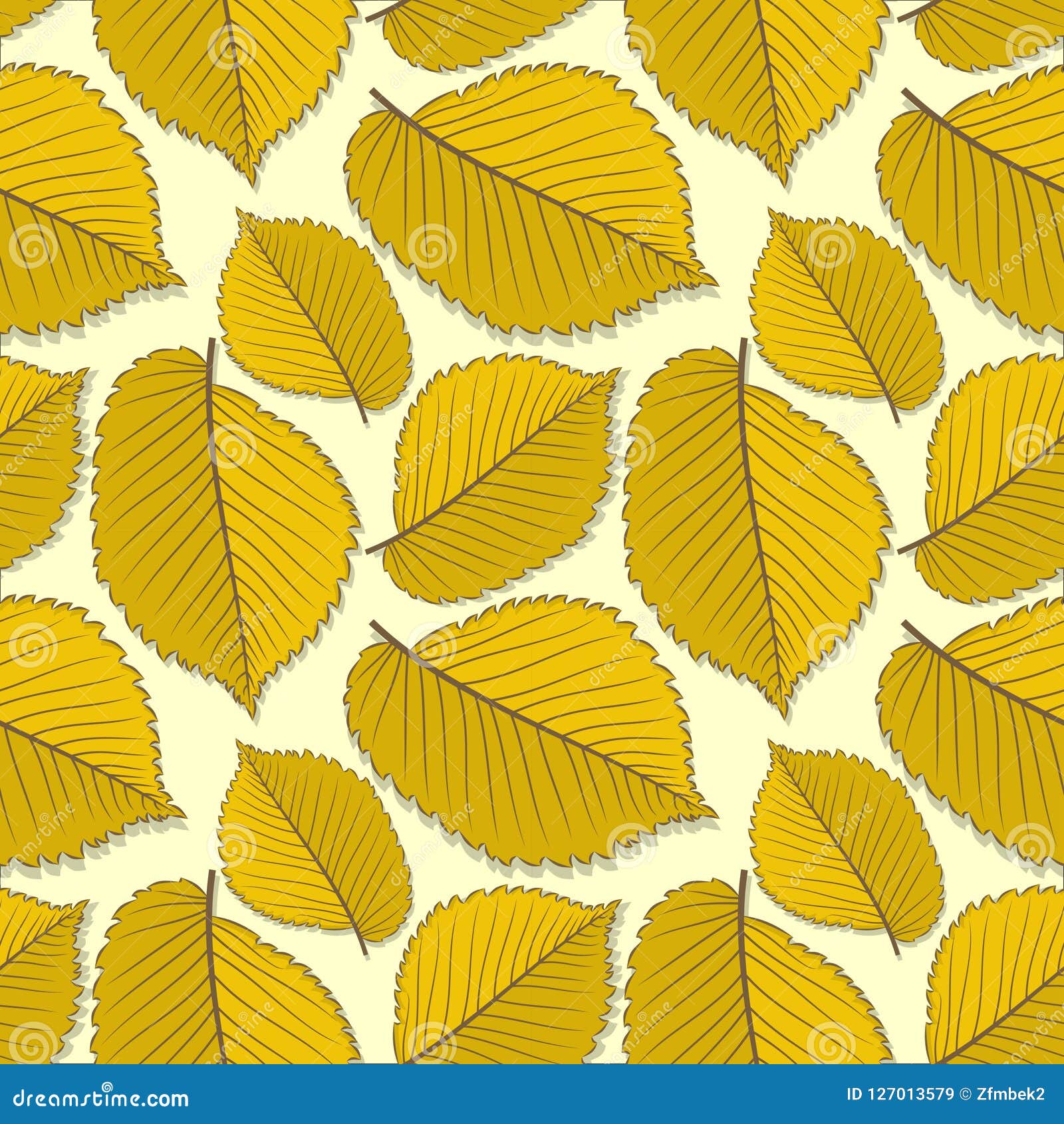 Seamless Pattern with Elm Autumn Leaves. Stock Vector - Illustration of ...