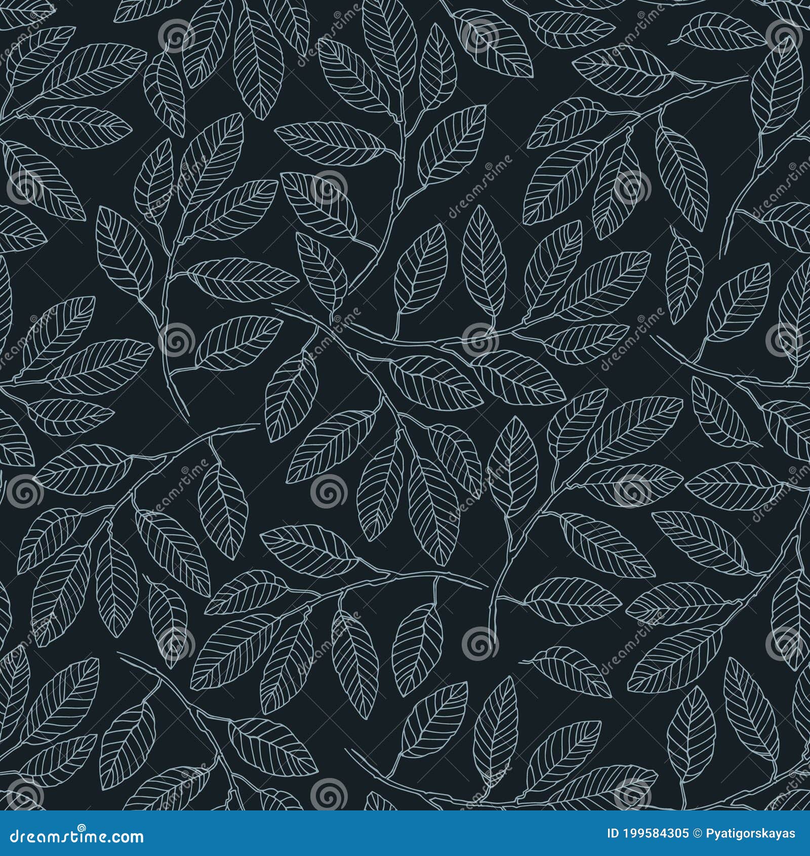 Seamless Pattern with Elm Tree Branches and Leaves for Surface Design ...
