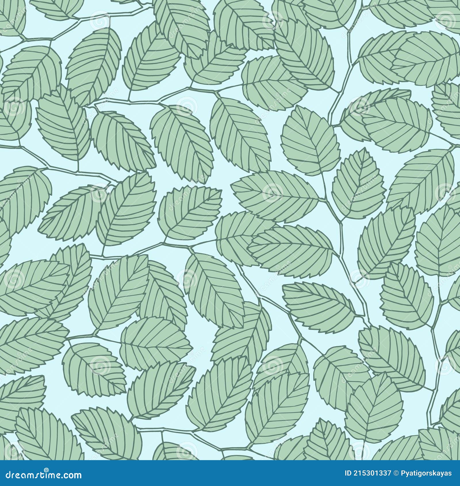 Seamless Pattern with Elm Tree Branches and Leaves for Surface Design ...