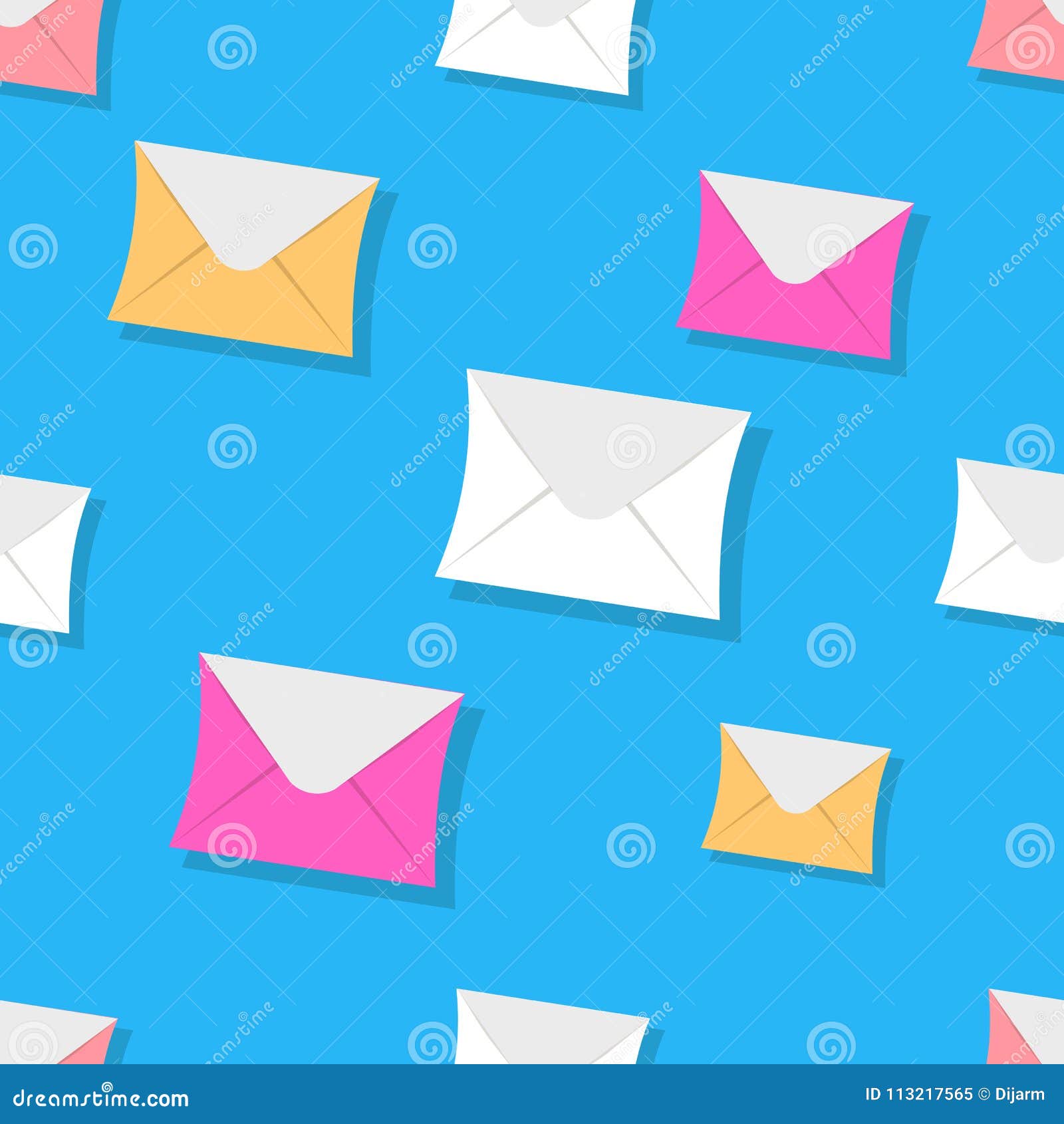 Seamless Pattern Emails, Letters, Directed Upwards Stock Illustration ...