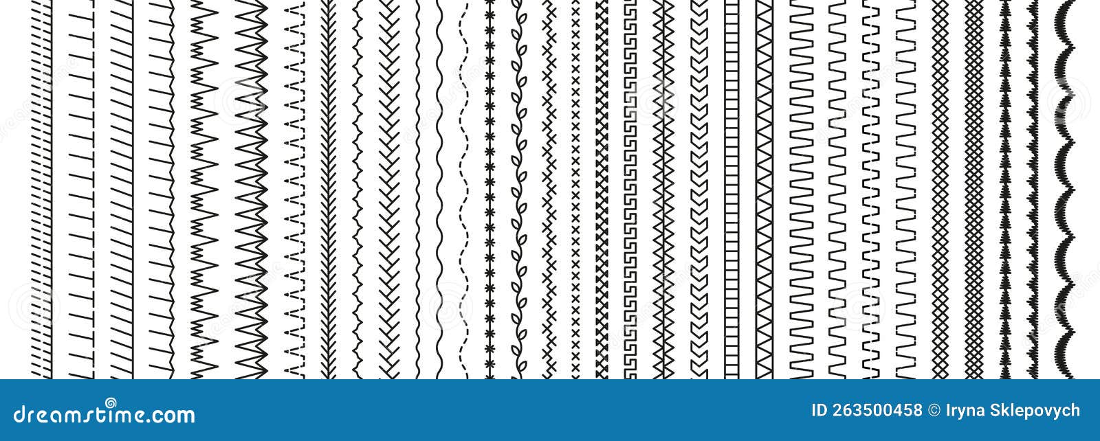 Seamless Pattern Embroidery Stitches. Overlock Fabric Elements. Sewing ...