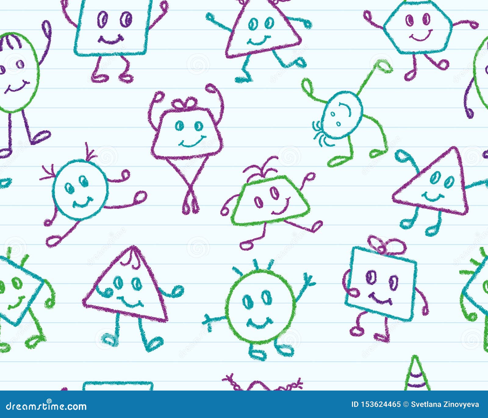 Seamless Pattern with Emotional Geometric Men in Different Poses and ...