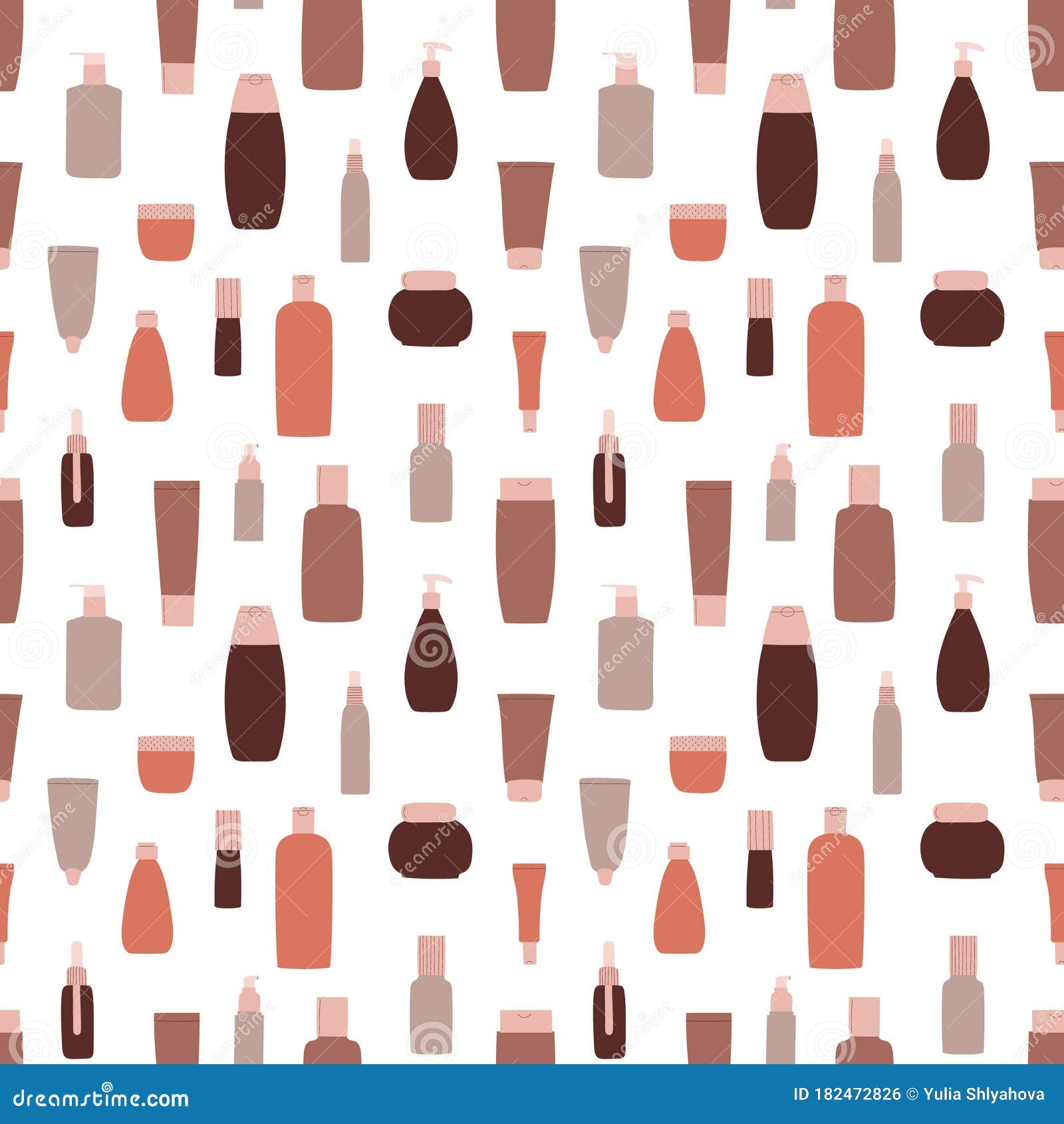 Seamless Pattern with Empty and Clean Cosmetic Containers Stock Vector ...