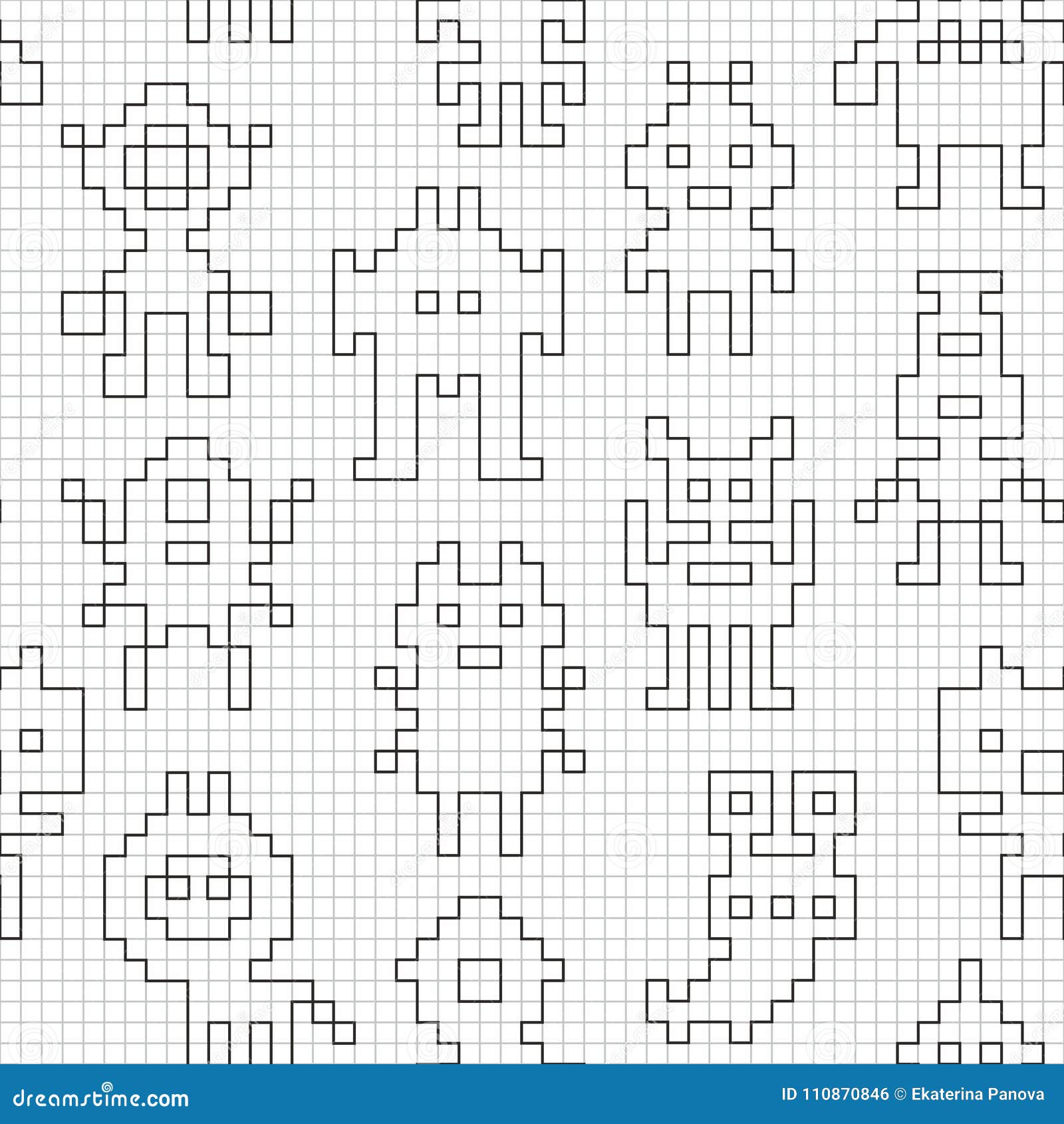 Seamless Pattern with Empty Pixel Robots. Stock Vector - Illustration ...