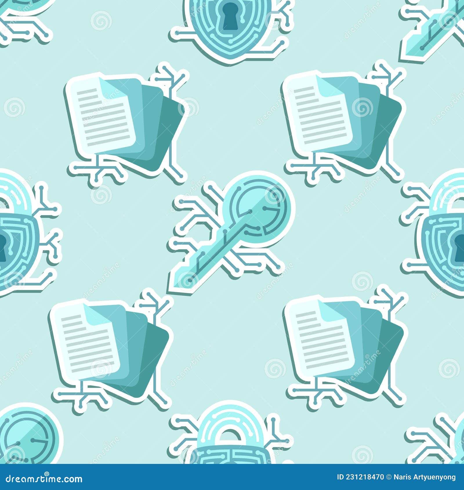 Seamless Pattern Encryption and Digital Key Cartoon Stock Vector ...