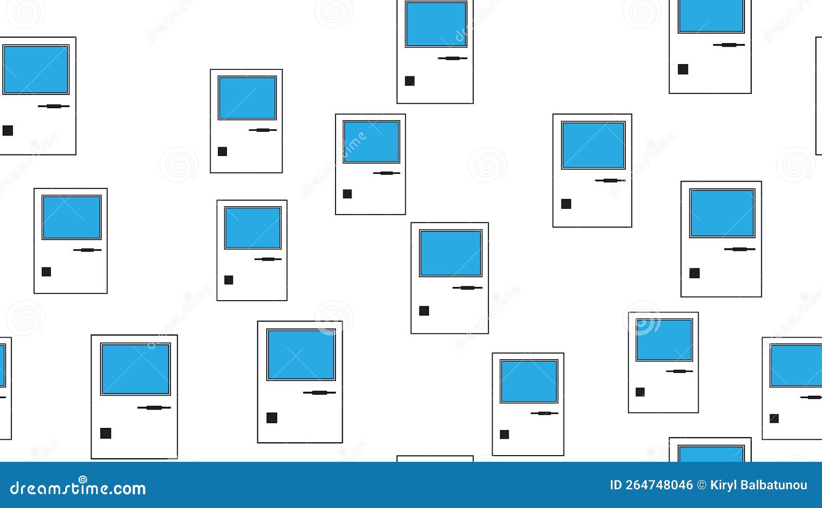 Seamless Pattern Endless Computer with Old Retro Computers, Vintage ...