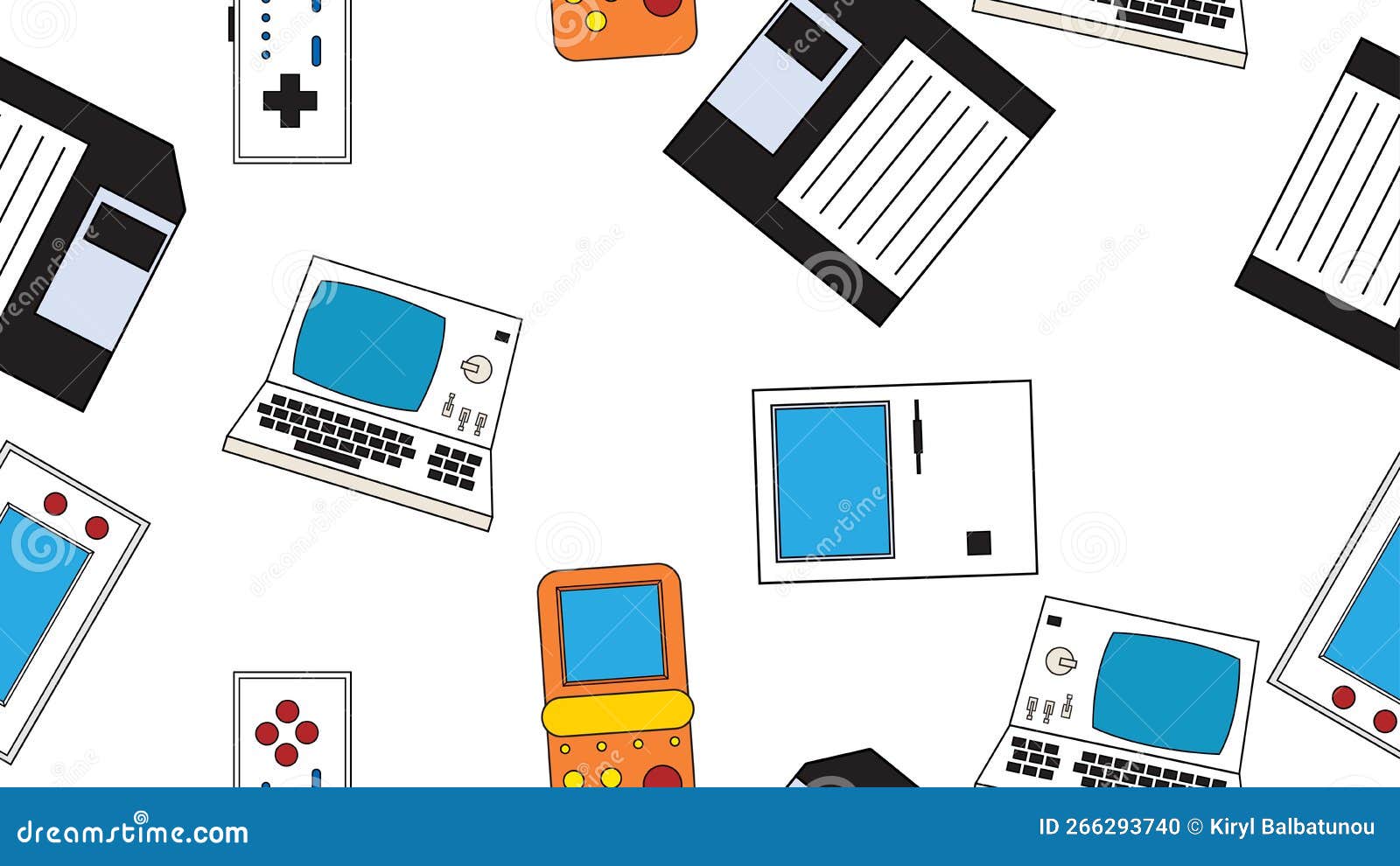 Seamless Pattern Endless with Electronics and Technology Computer Game ...